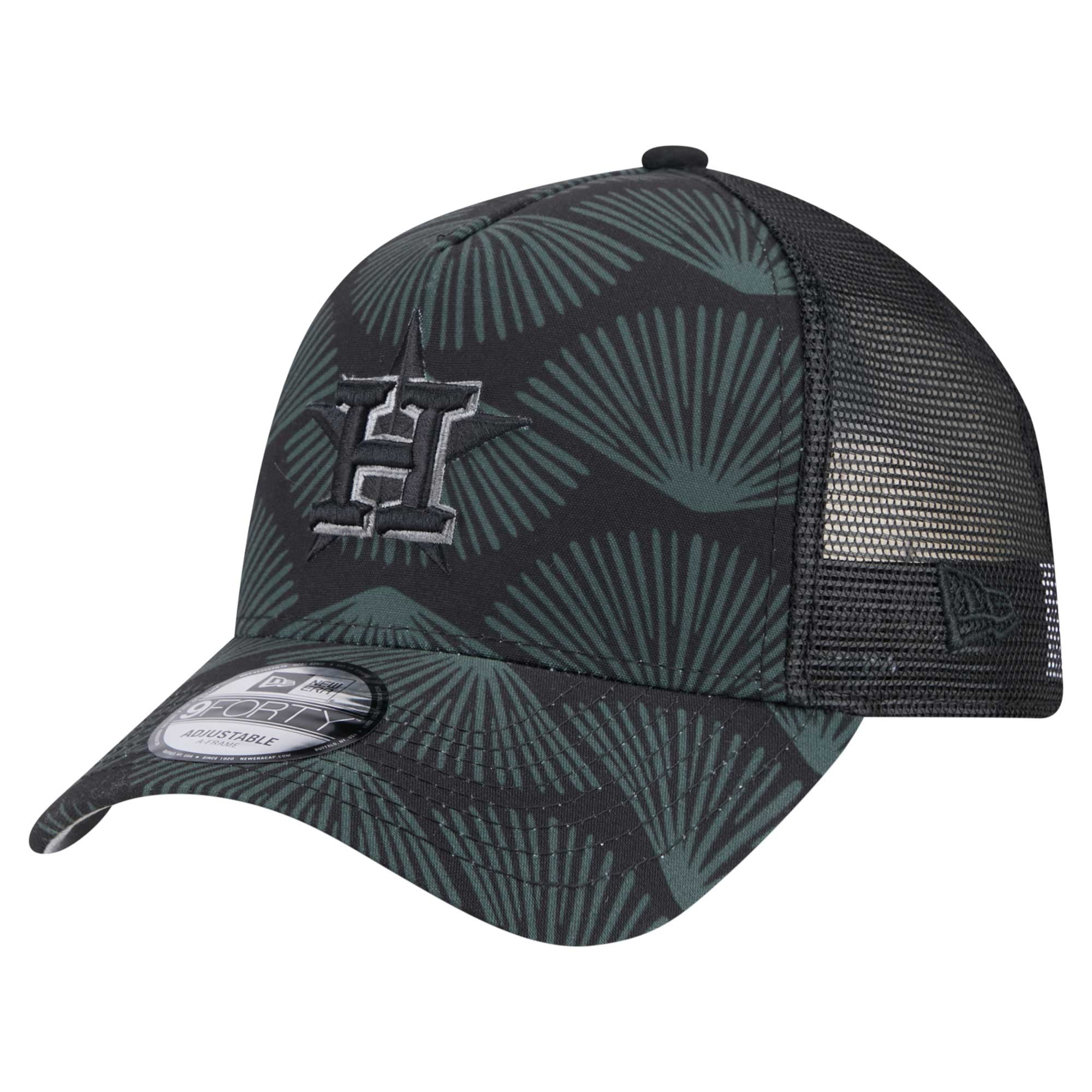 Men's New Era Black Houston Astros 9FORTY A-Frame Trucker Adjustable ...