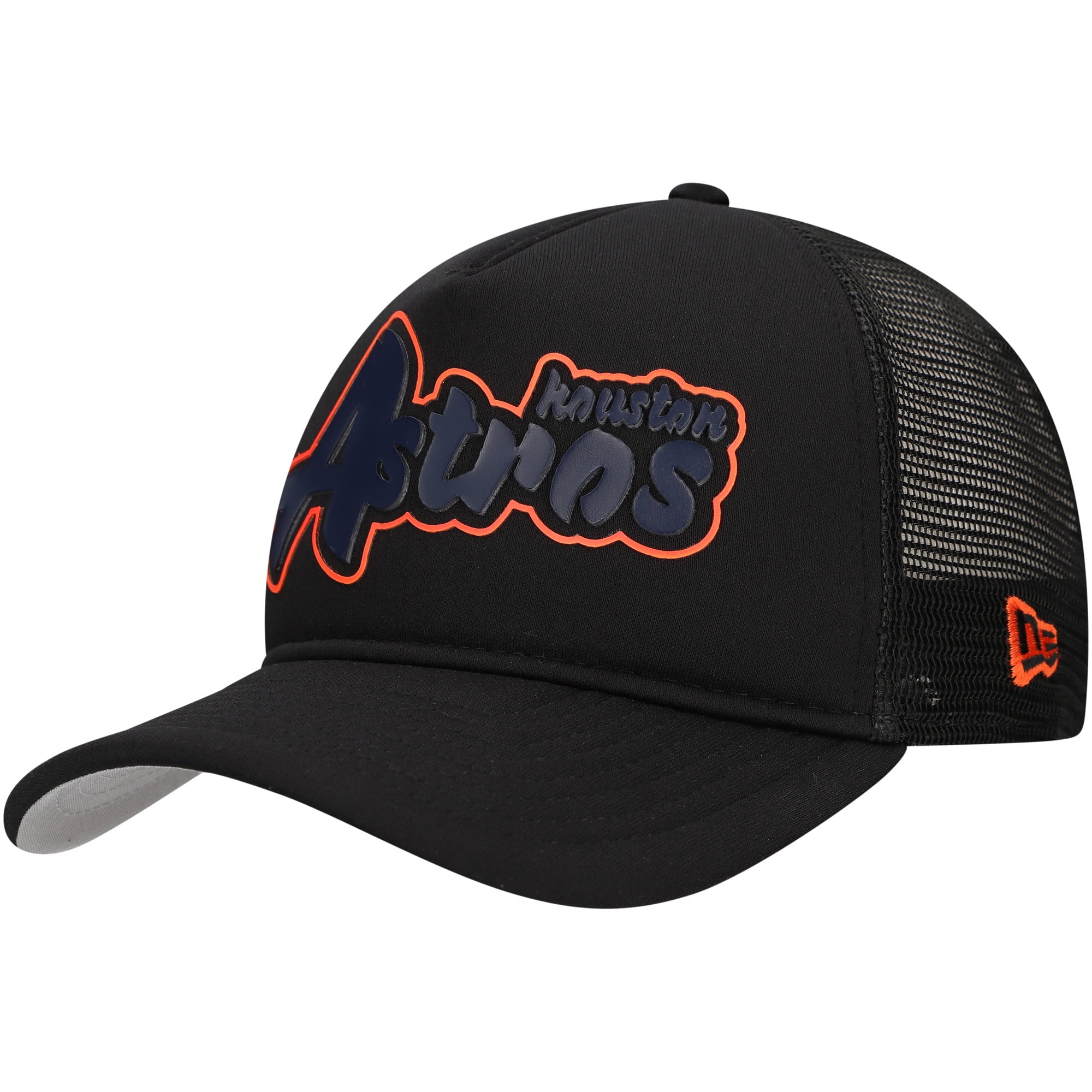 Men's New Era Black Houston Astros Retro Bold A-Frame Trucker 9FORTY ...