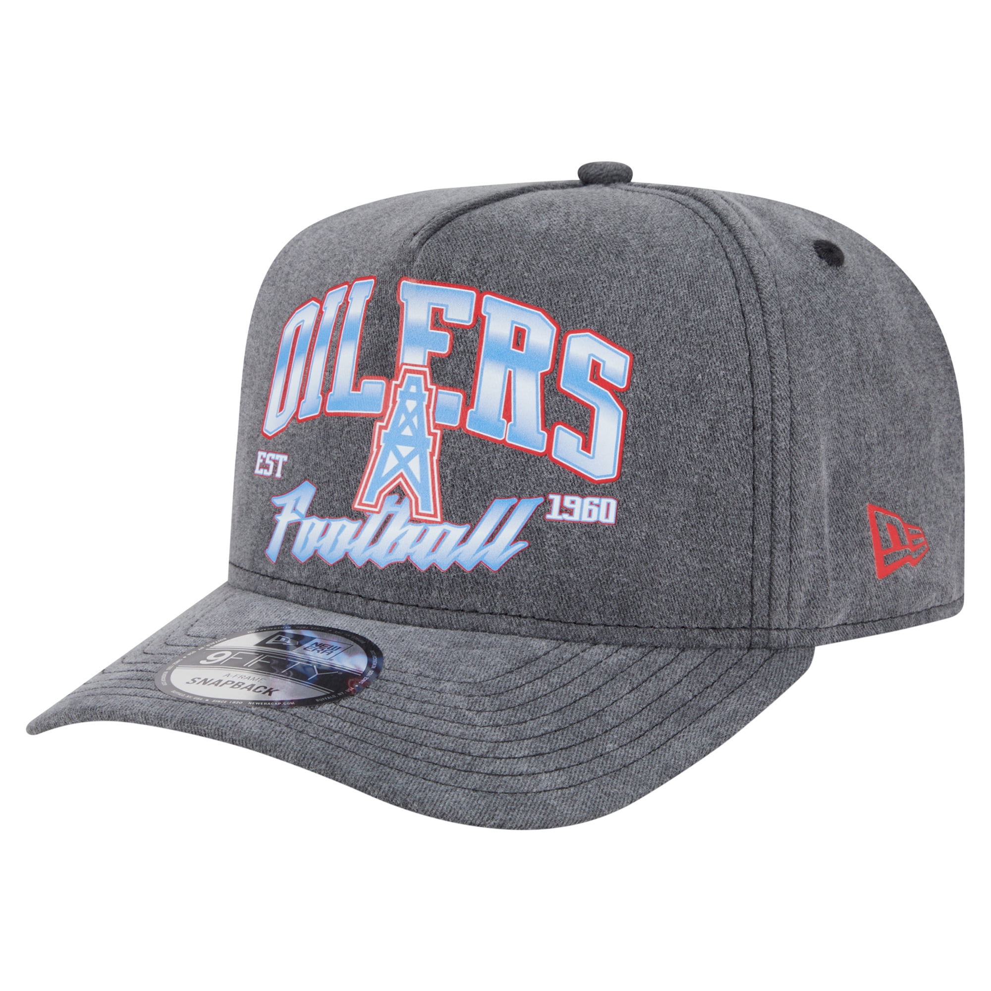 Men's-New Era Black Houston Oilers Throwback Washed A-Frame 9FIFTY ...