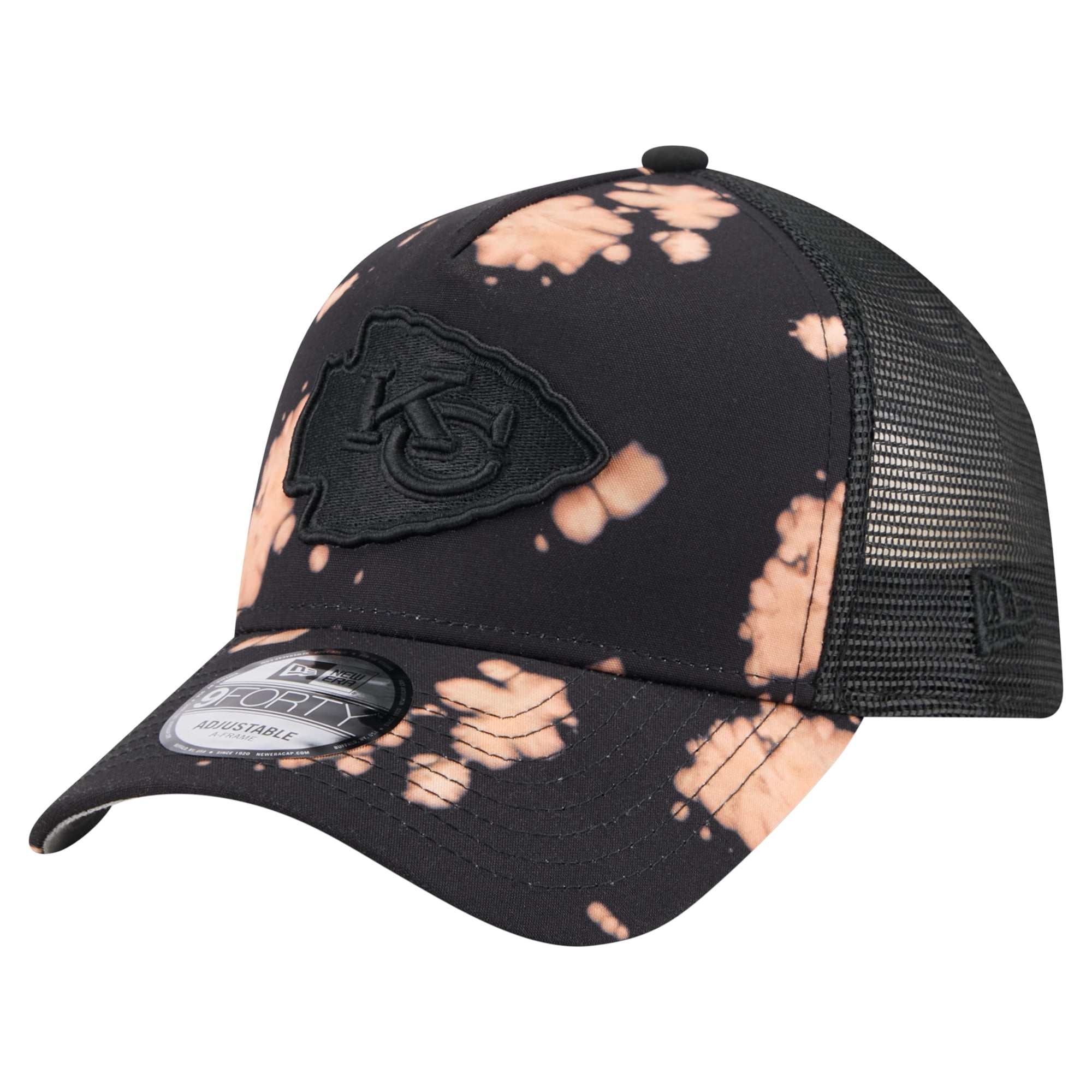 Men's New Era Black Kansas City Chiefs Bleached 9FORTY A-Frame ...