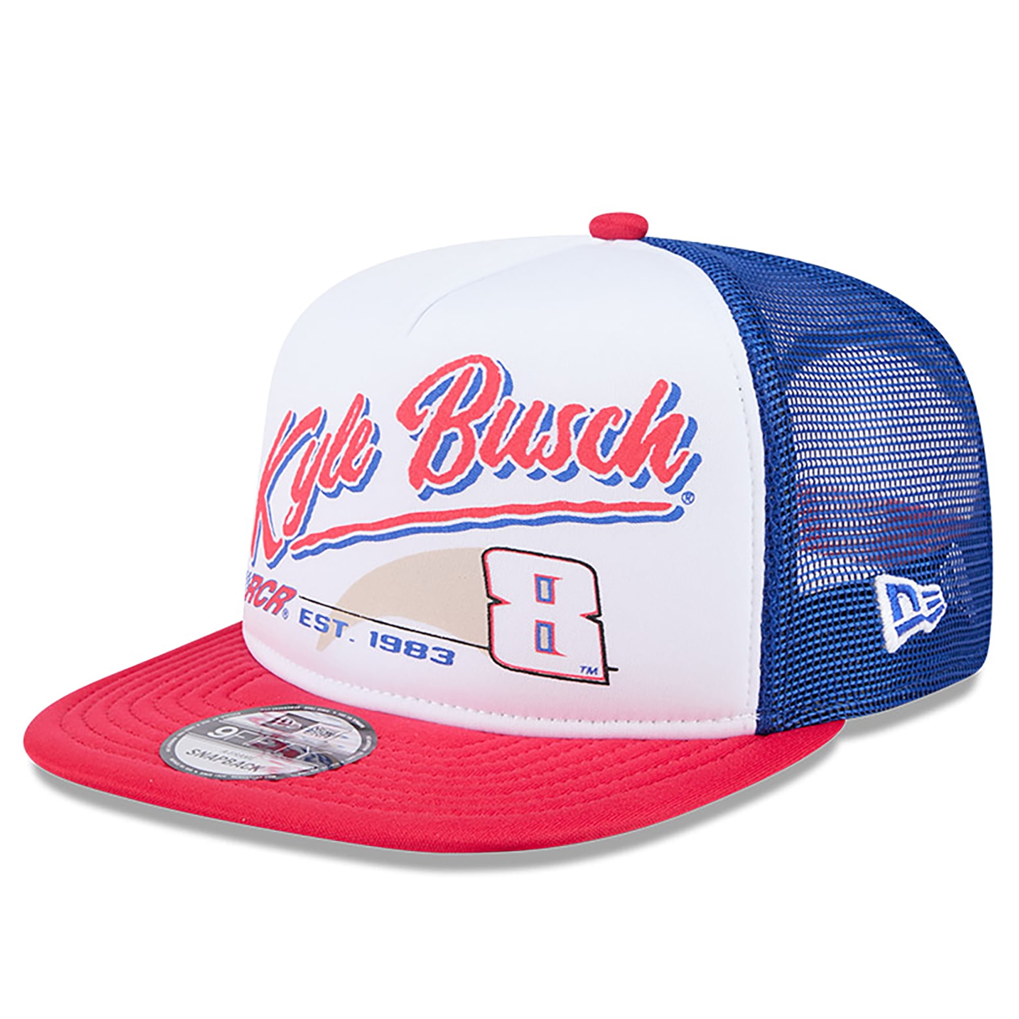 Men's New Era Black Kyle Busch 9FIFTY A-Frame Retro Script Snapback Hat ...