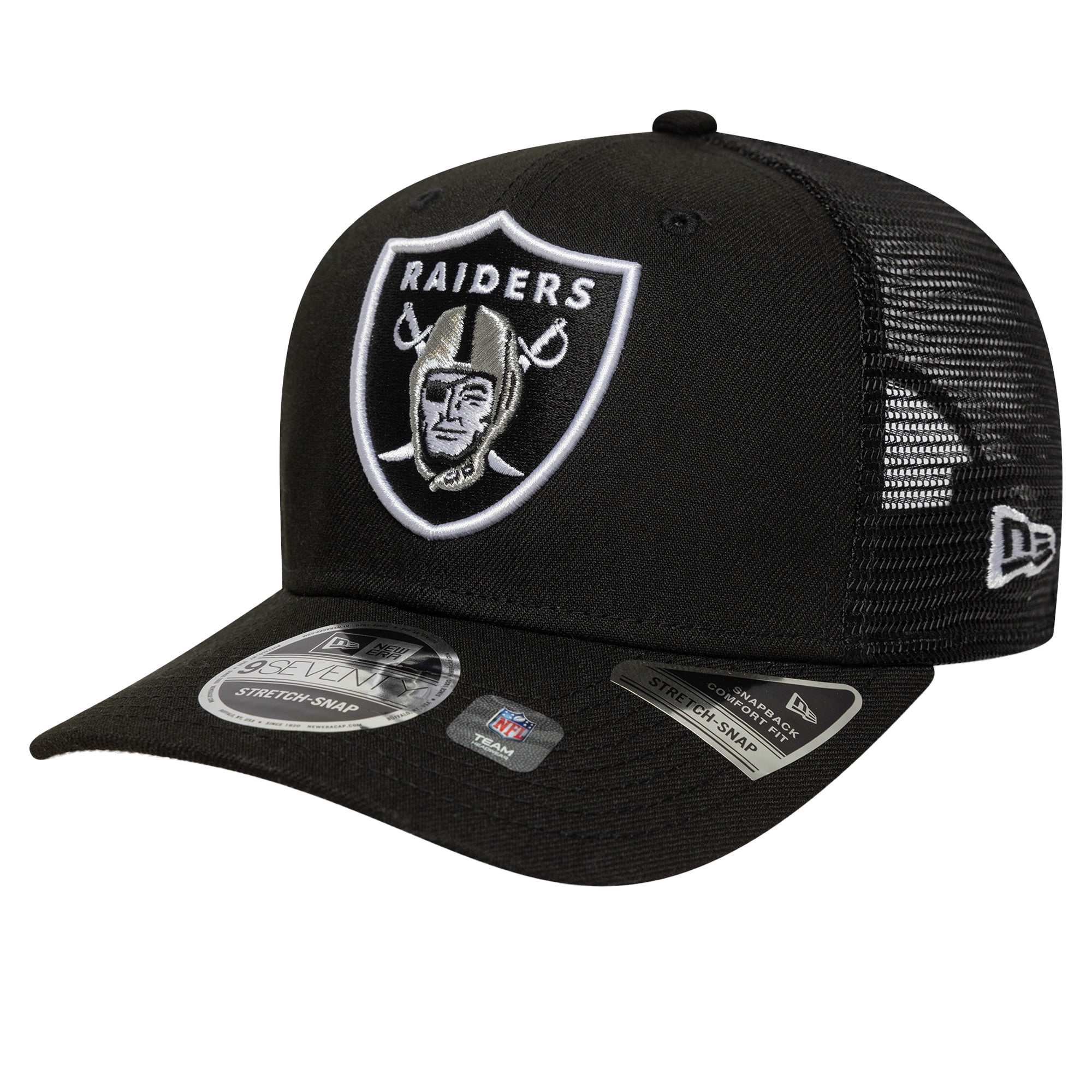 Men's New Era Black Las Vegas Raiders Main Trucker 9SEVENTY Stretch ...