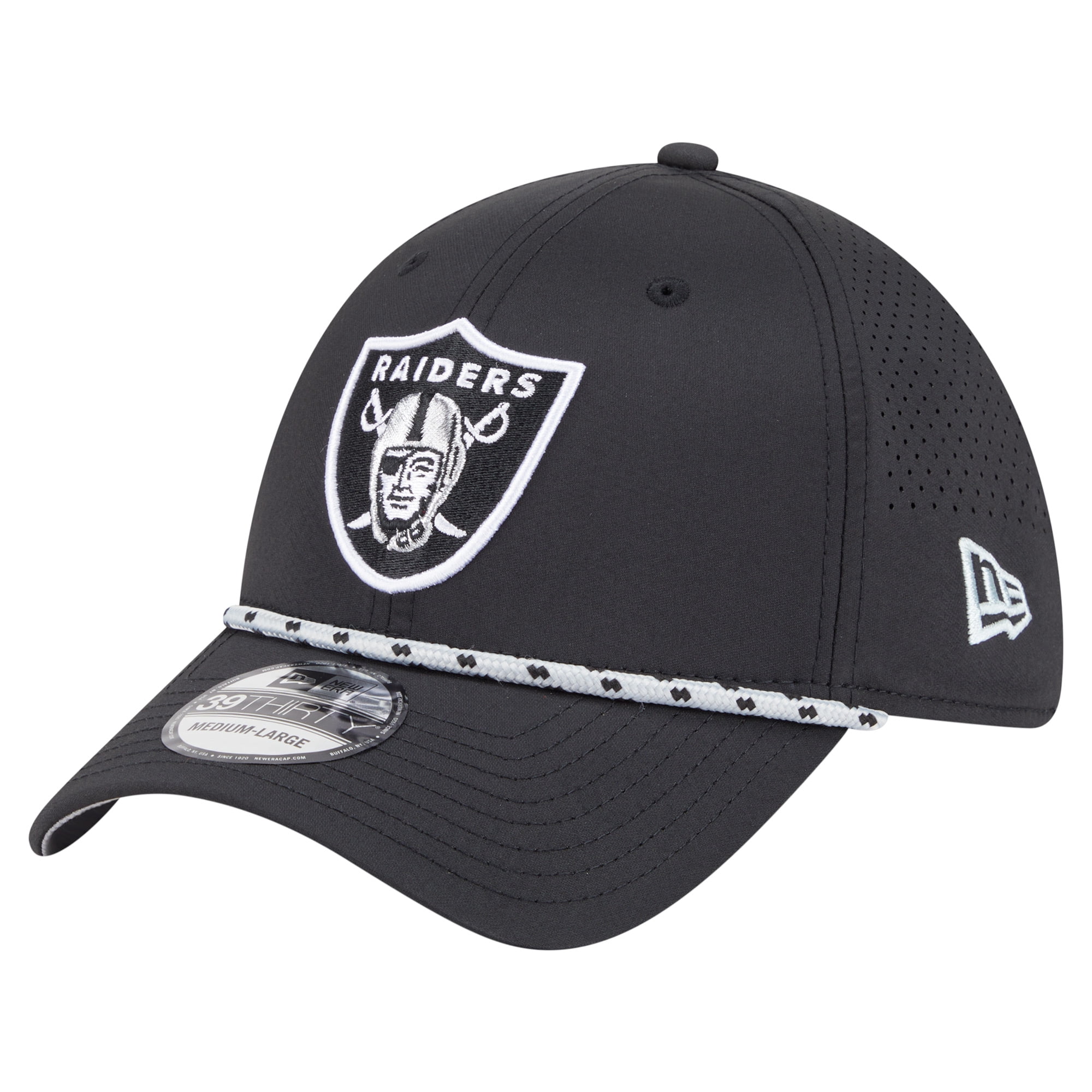 Men's New Era Black Las Vegas Raiders Perforated 39THIRTY Flex Hat ...