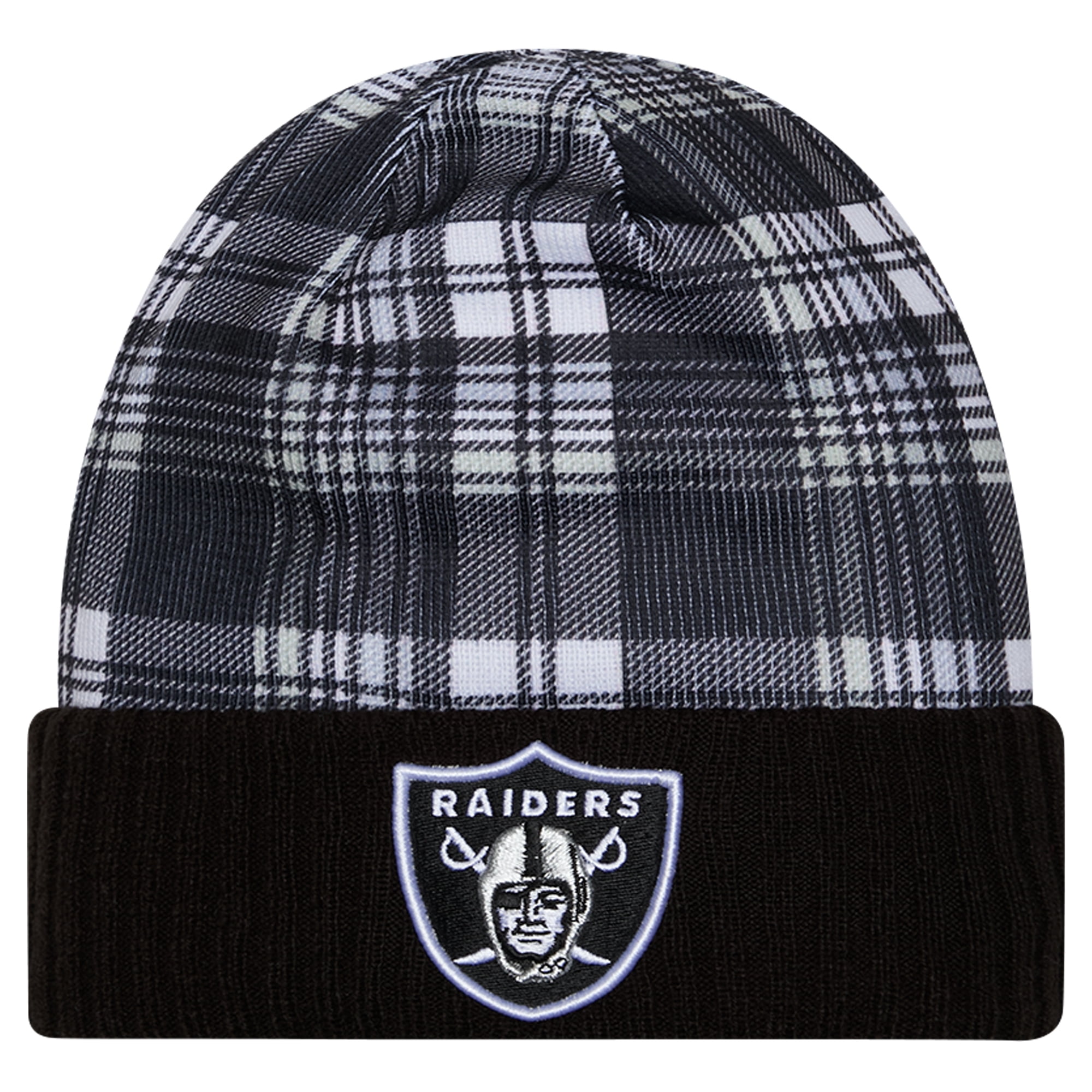 Men's New Era Black Las Vegas Raiders Sideline Statement Cuffed Knit ...