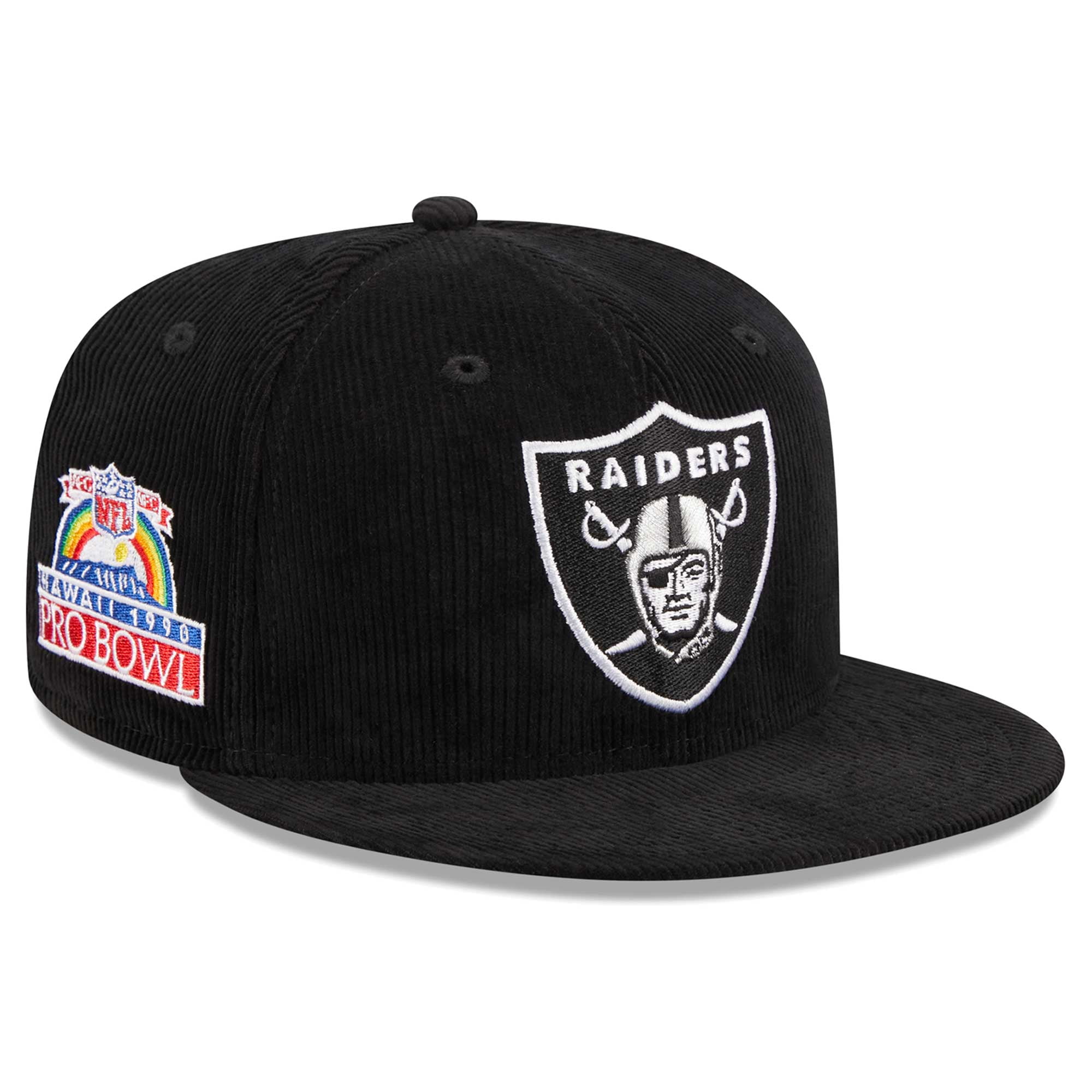 Men's New Era Black Las Vegas Raiders Throwback Cord 59FIFTY Fitted Hat ...