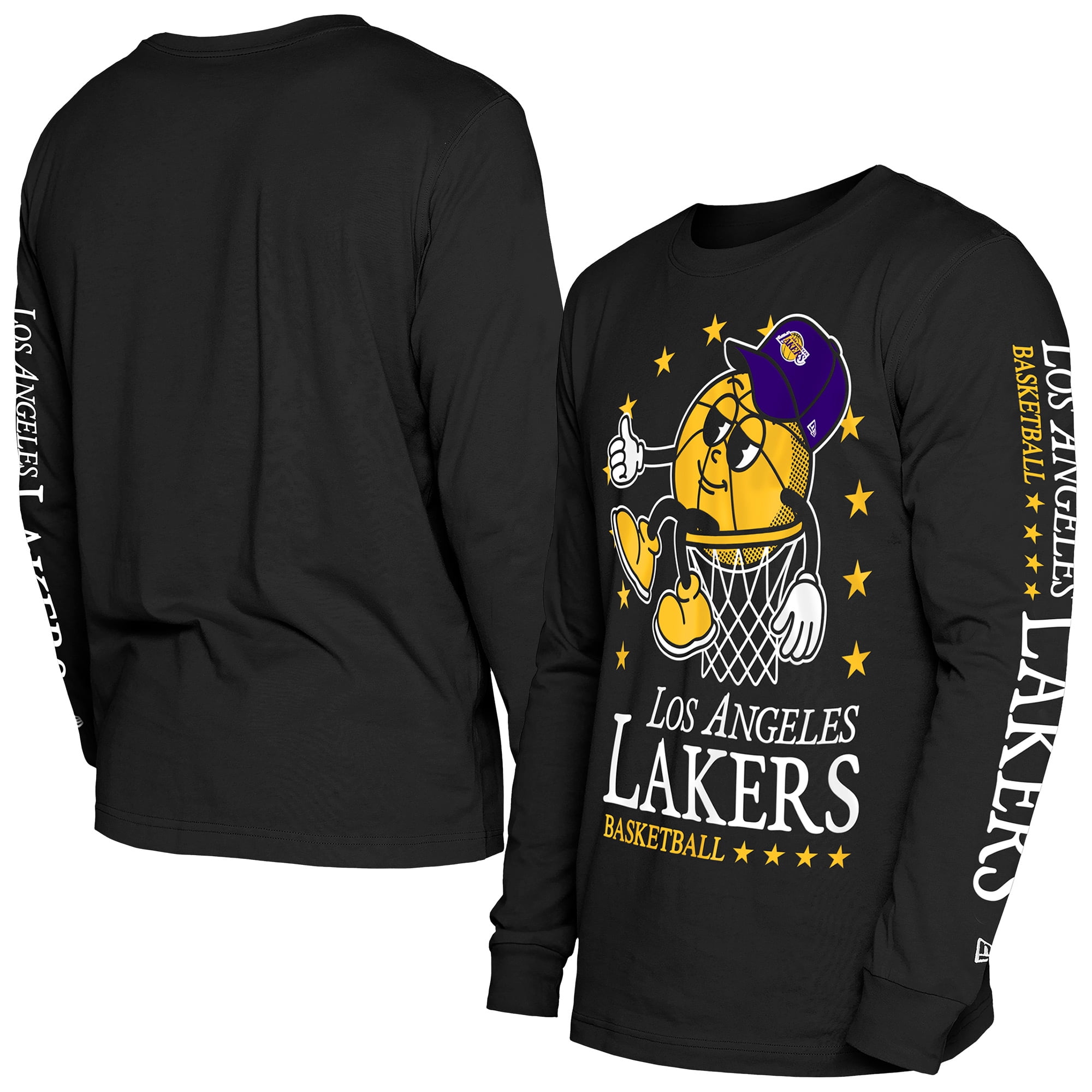 Men's New Era Black Los Angeles Lakers Old School Sport Long Sleeve T ...