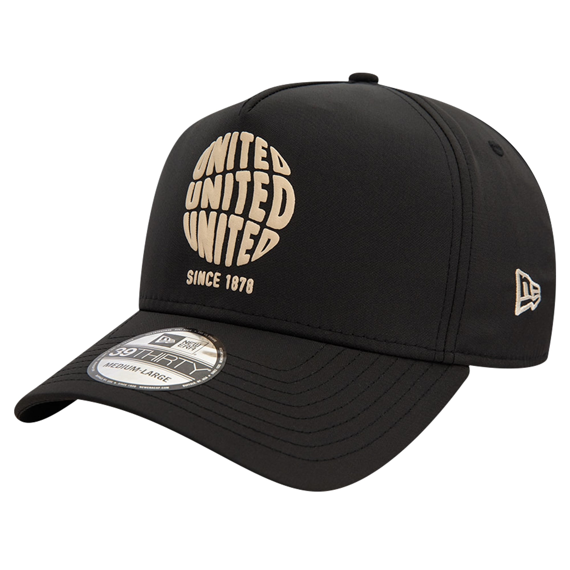 Men's New Era Black Manchester United Puff Print 39THIRTY A-Frame Flex ...