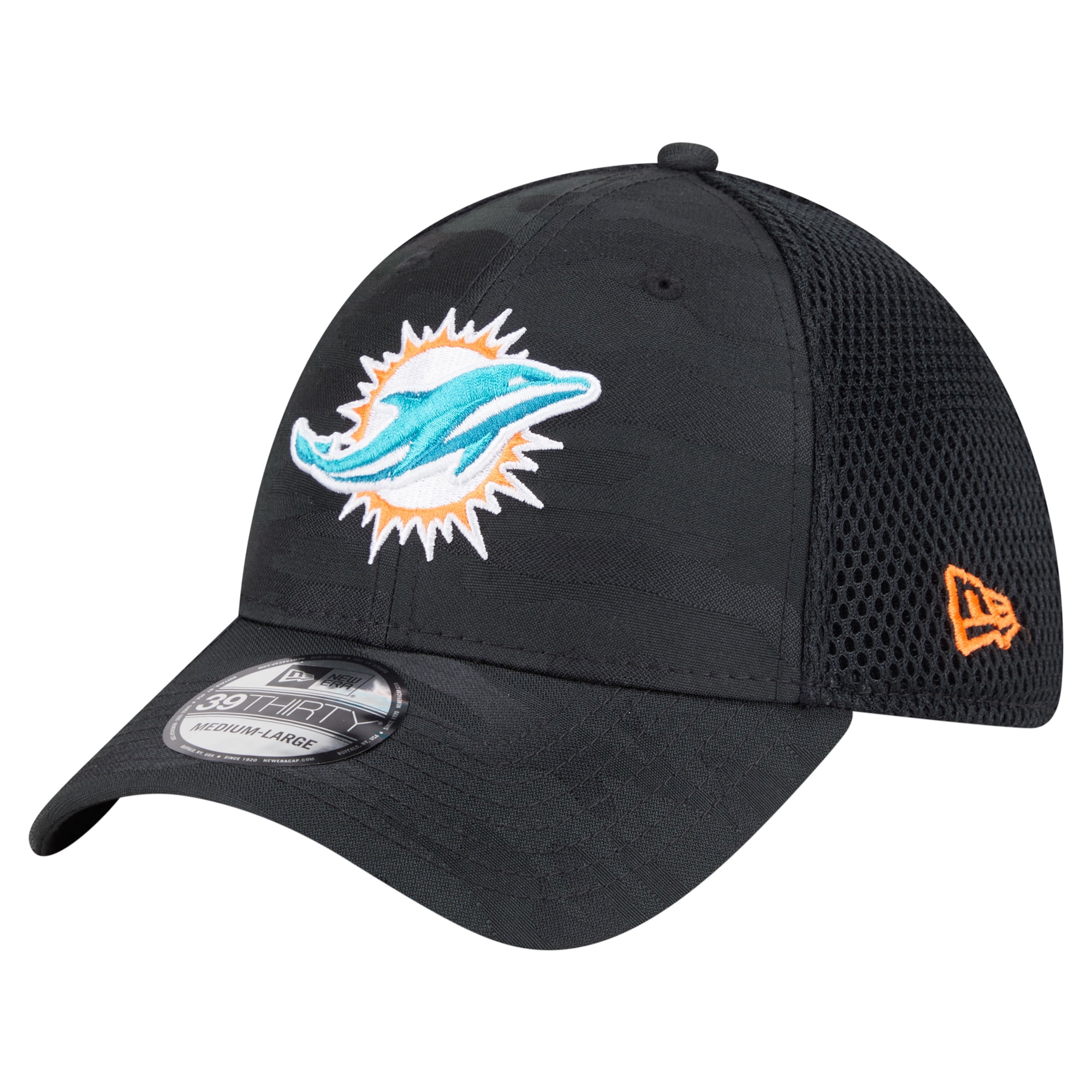 Men's New Era Black Miami Dolphins Active Camo 39THIRTY Flex Hat ...