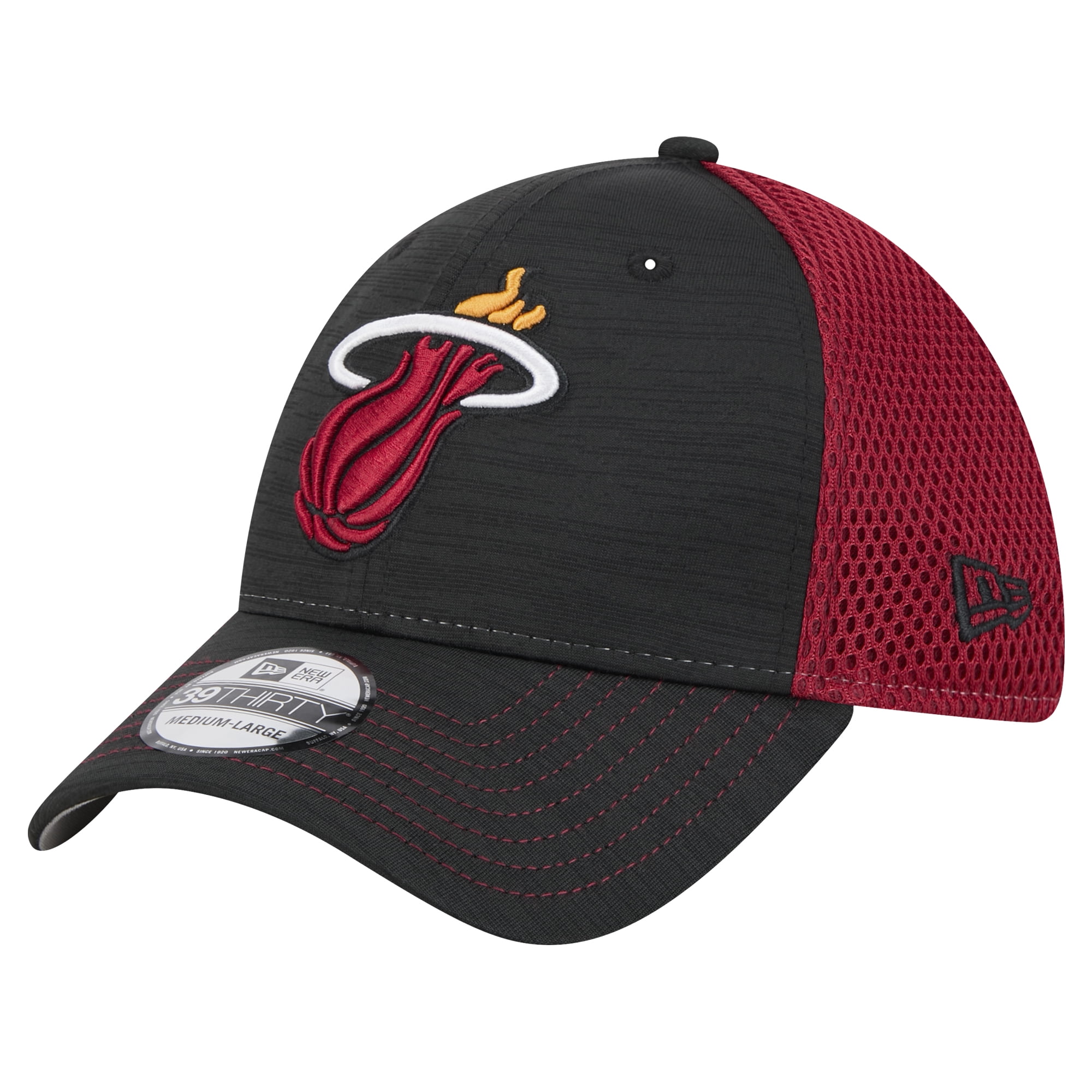 Men's New Era Black Miami Heat Active Tech Neo Flex 39THIRTY Flex Hat ...