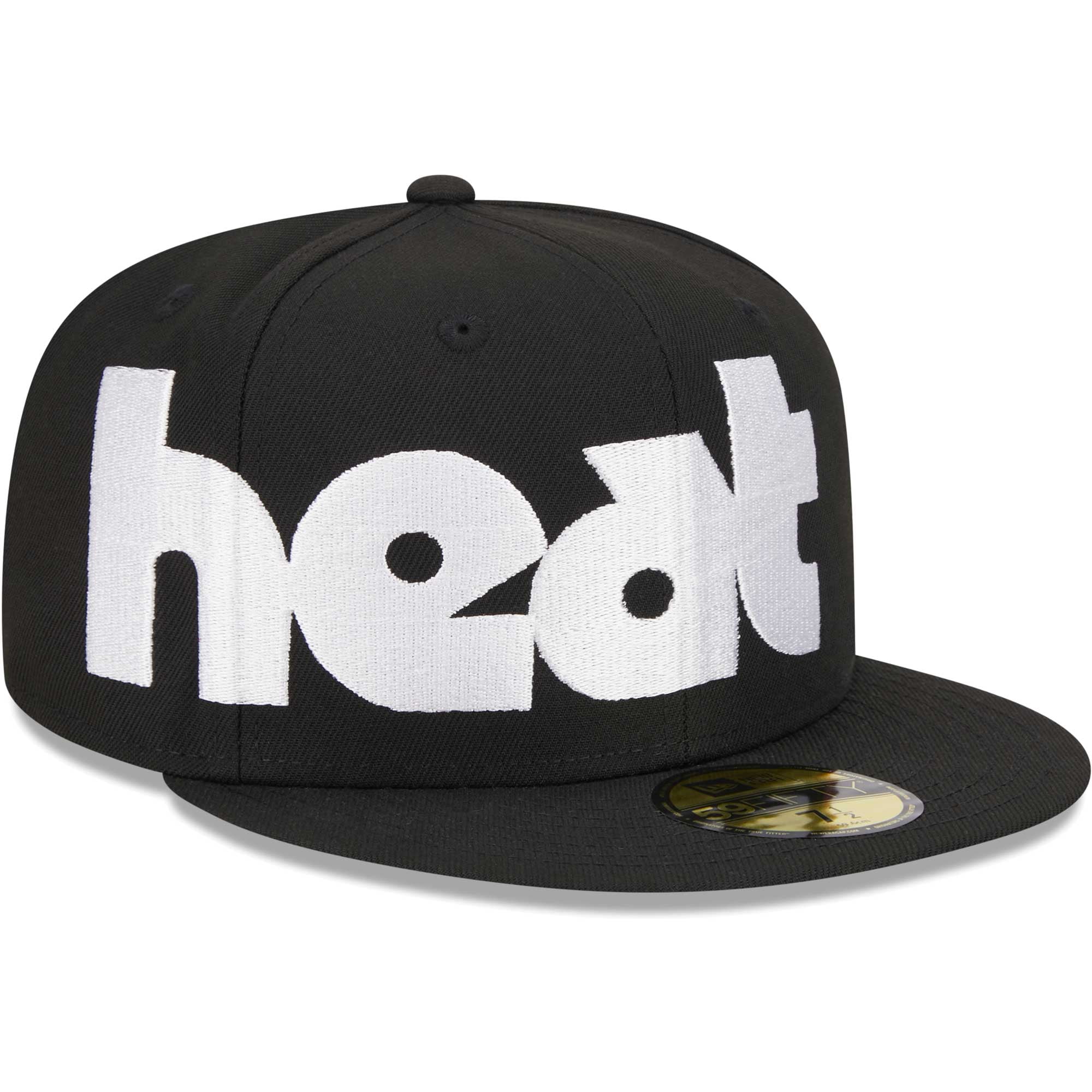 Men's New Era Black Miami Heat Checkerboard UV 59FIFTY Fitted Hat ...