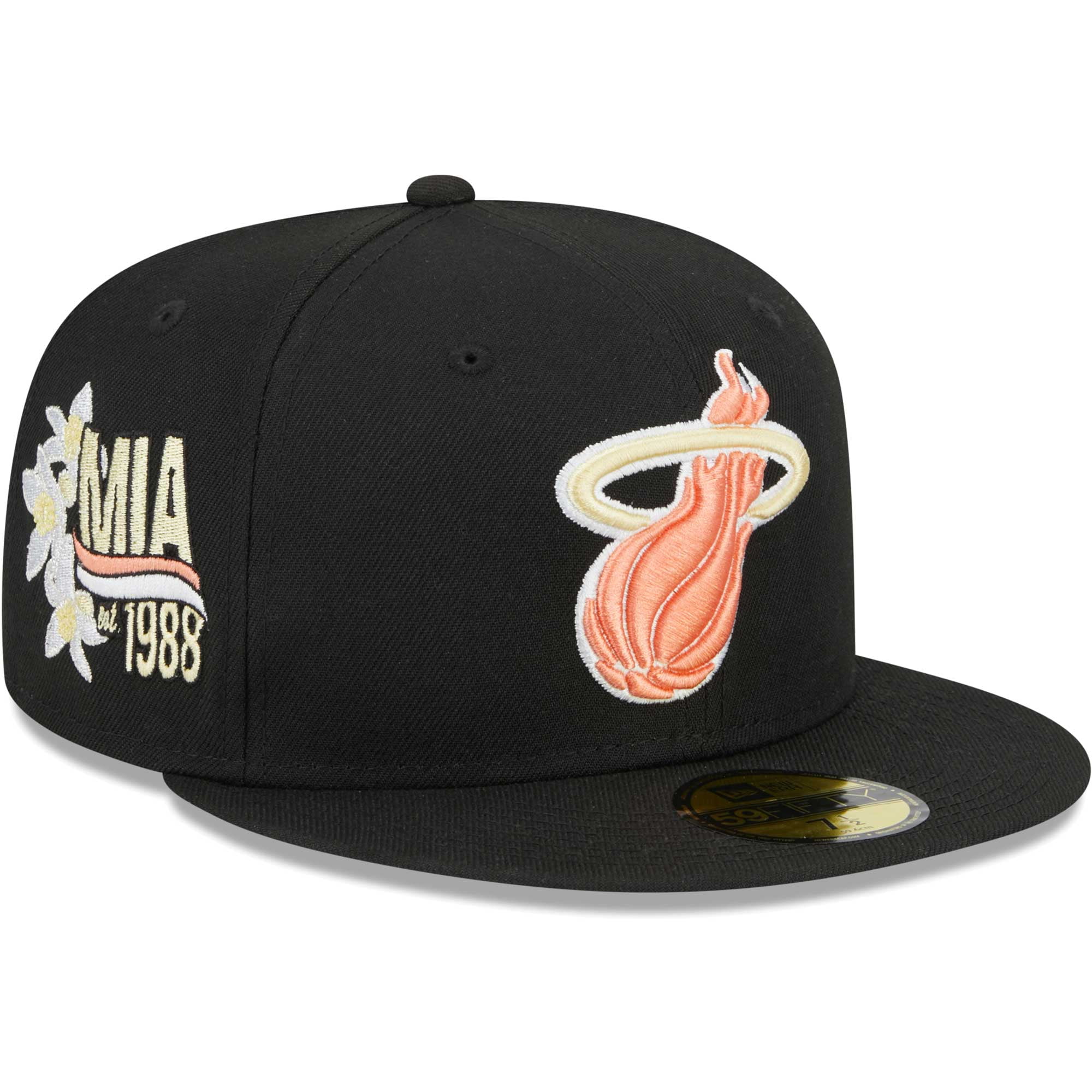 Men's New Era Black Miami Heat Floral Side 59FIFTY Fitted Hat - Walmart.com
