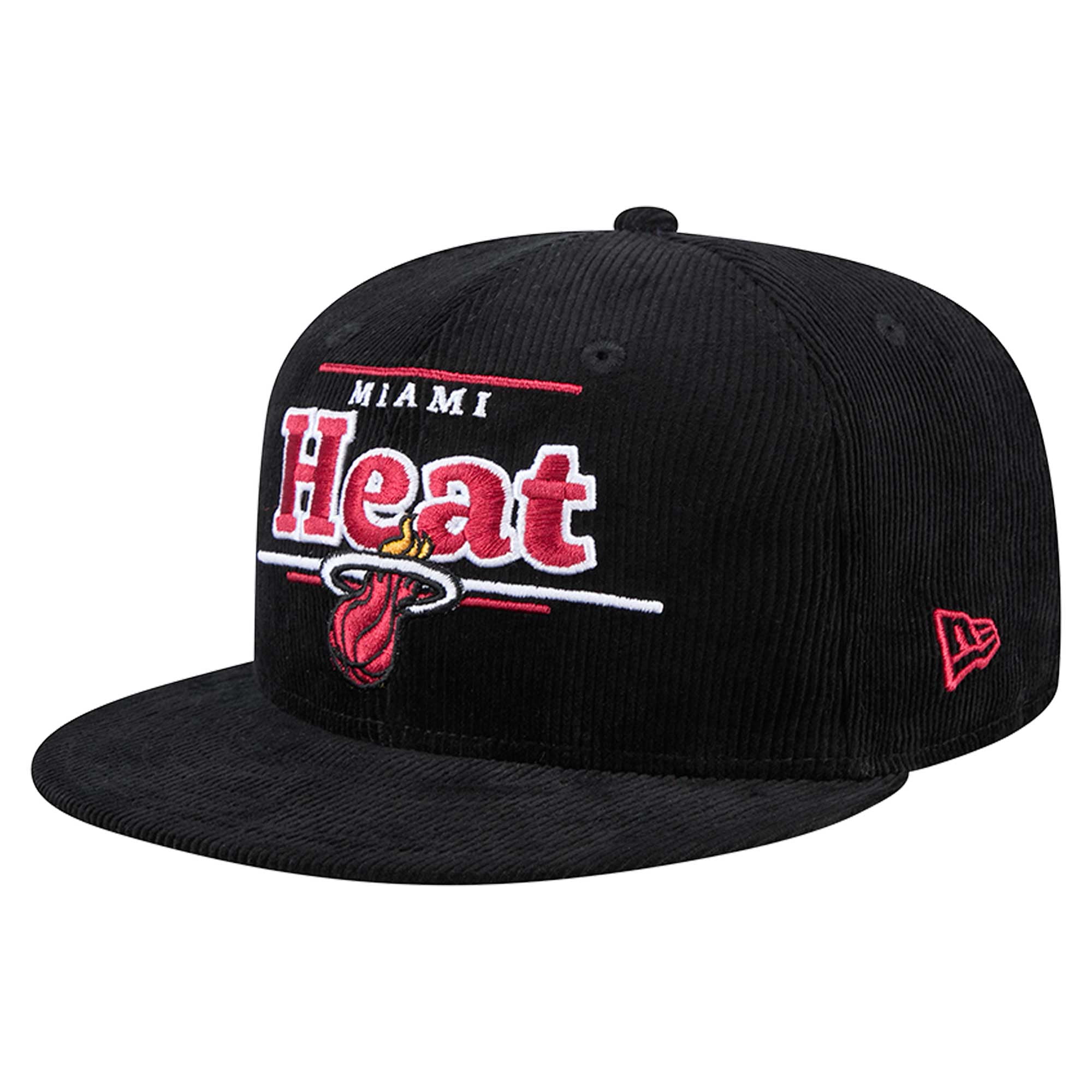 Men's New Era Black Miami Heat Throwback Display Corduroy 9FIFTY ...