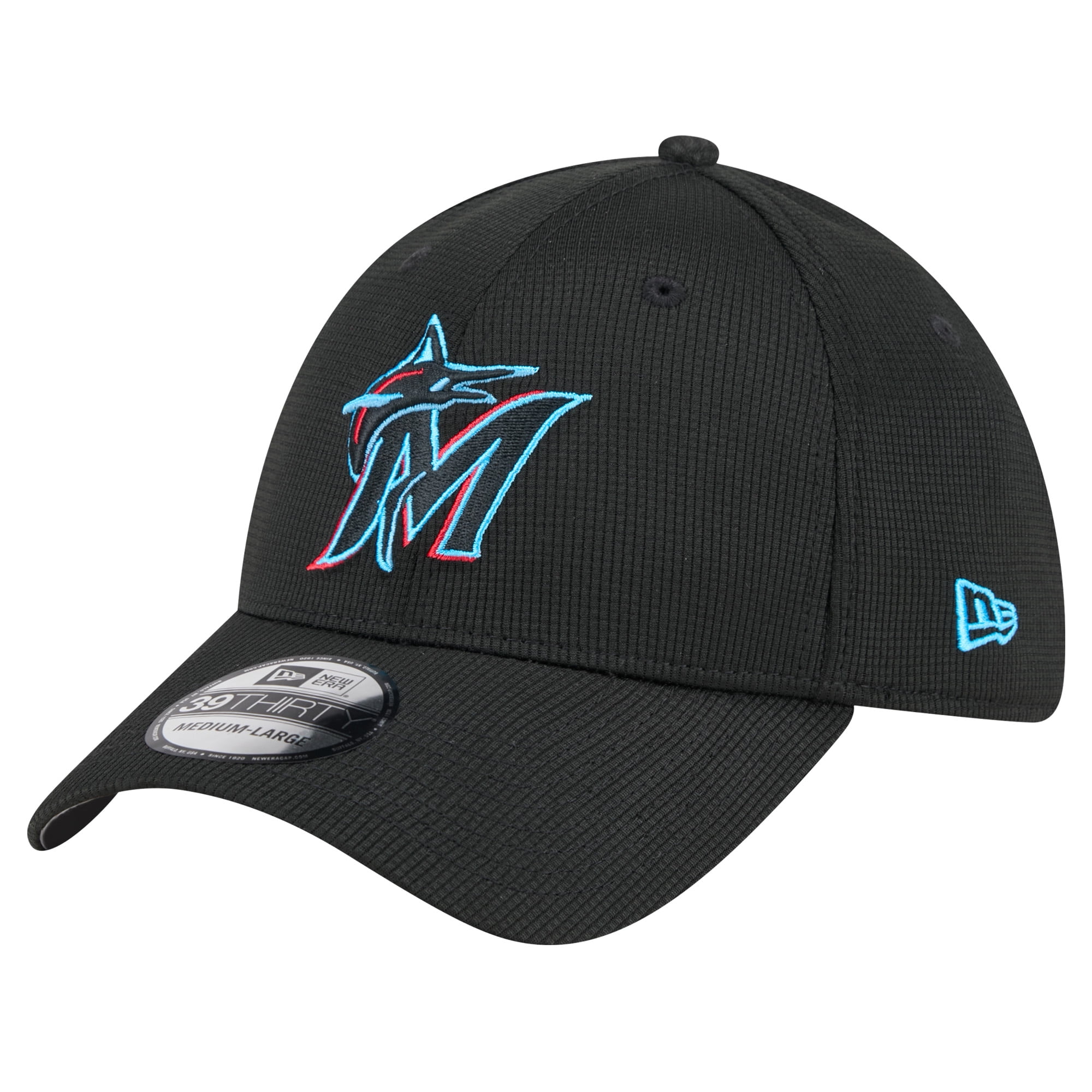 Men's New Era Black Miami Marlins Active Pivot 39THIRTY Flex Hat ...