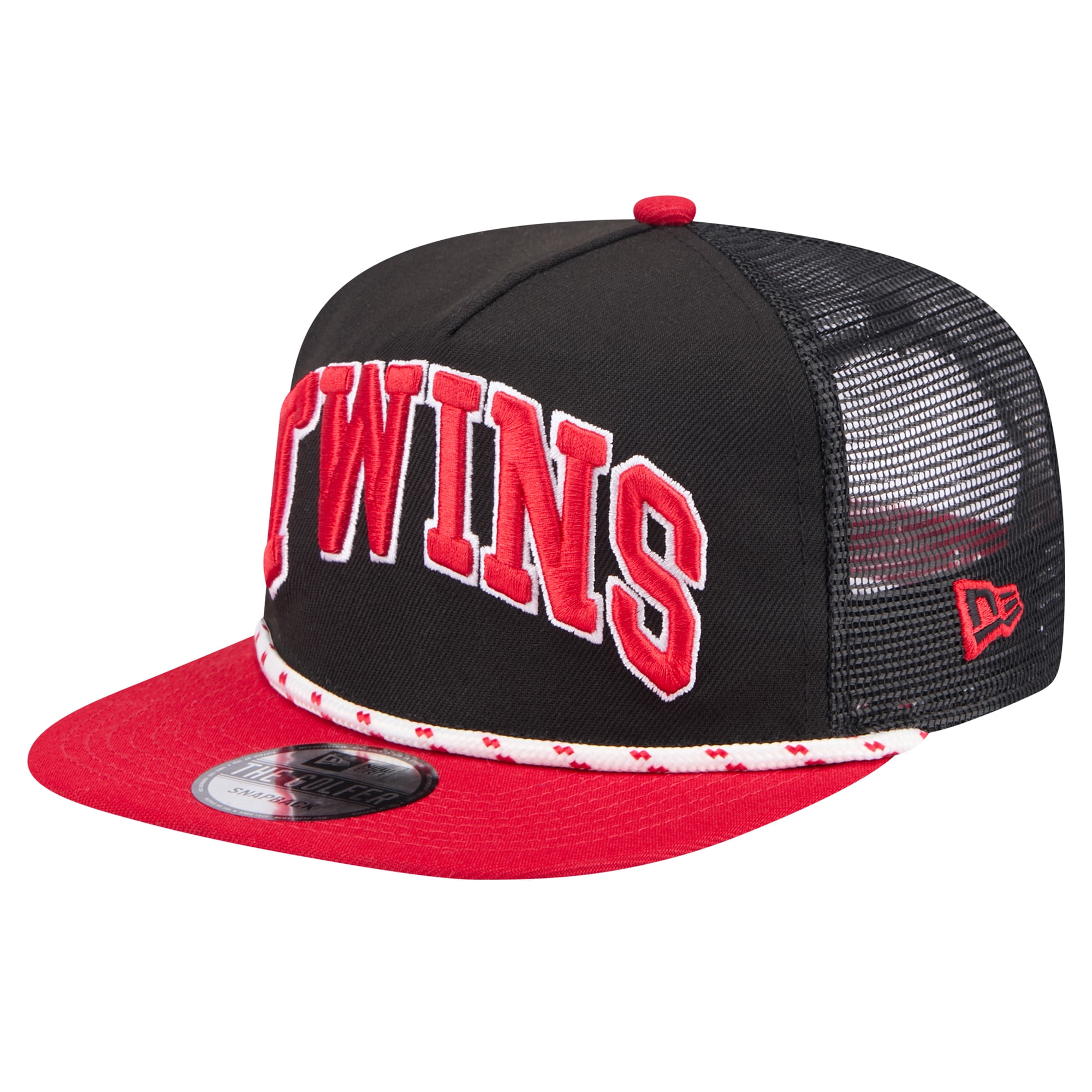 Men's New Era Black Minnesota Twins Throwback Meshback Golfer Hat ...