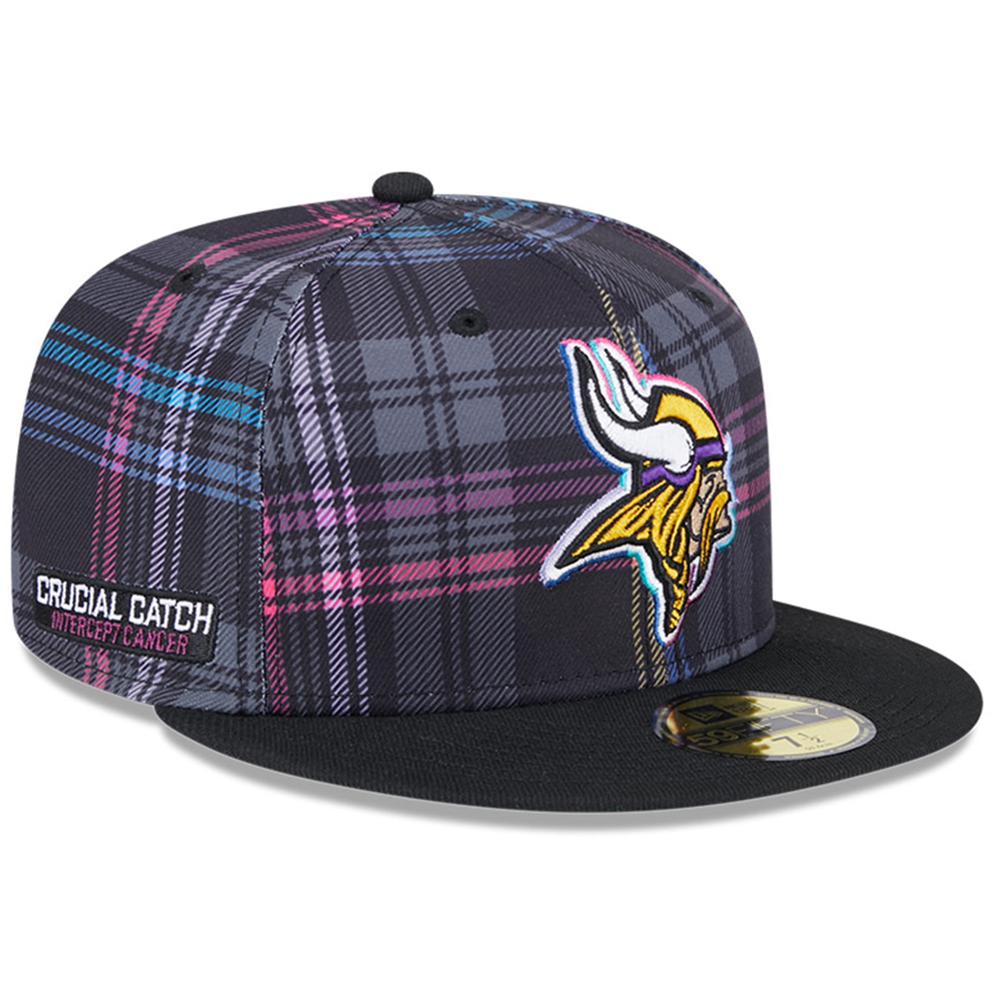 Men's New Era Black Minnesota Vikings 2024 NFL Crucial Catch Plaid ...