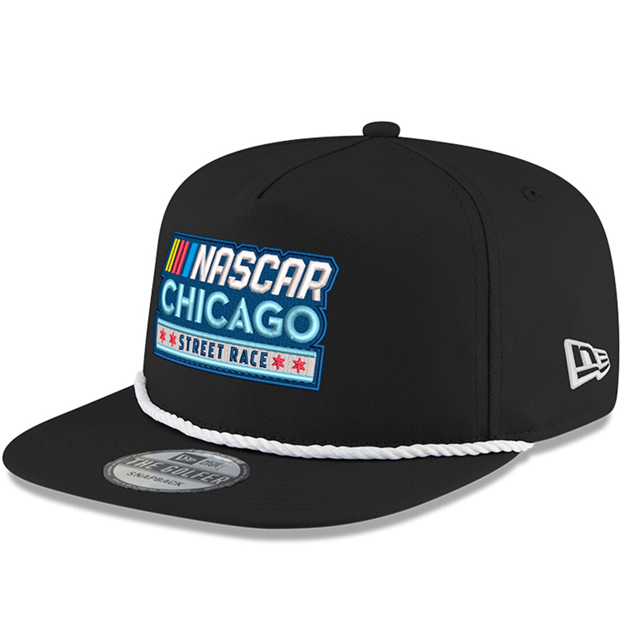 Men's New Era Black NASCAR Chicago Street Race Golfer Snapback Hat ...