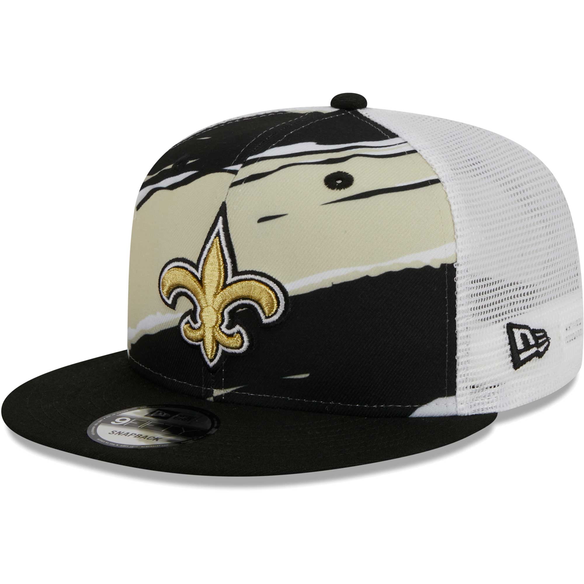 Men's New Era Black New Orleans Saints Tear Trucker 9FIFTY Snapback Hat ...
