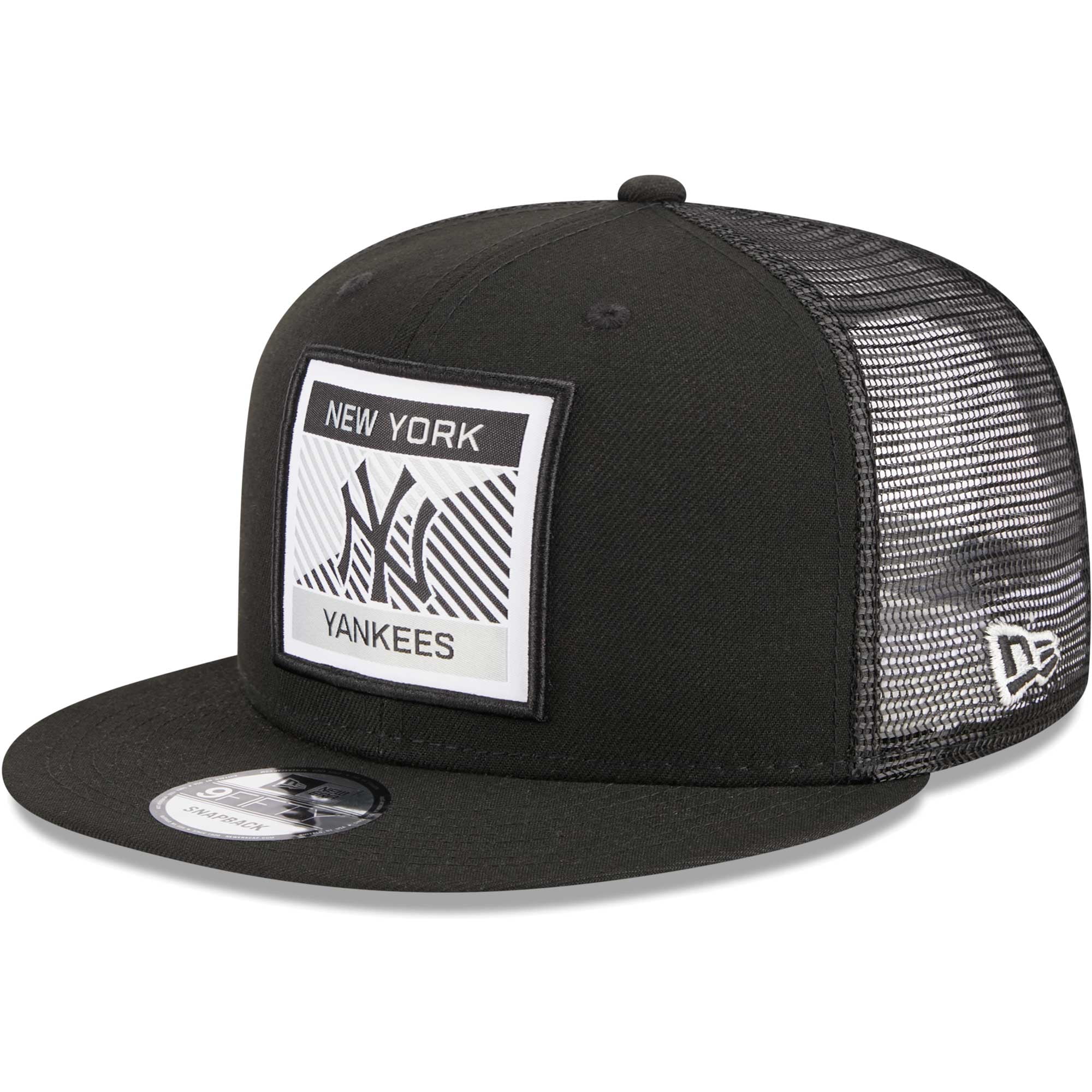 Men's New Era Black New York Yankees Scratch Squared Trucker 9FIFTY ...