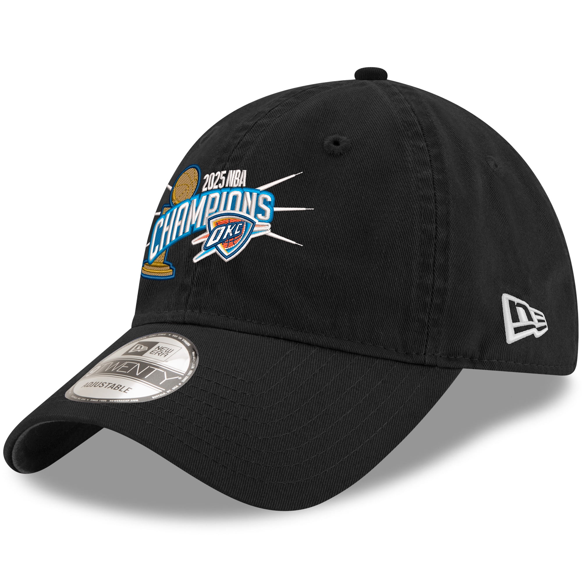 Men's New Era Black Oklahoma City Thunder 2025 NBA Finals Champions Trophy 9TWENTY Adjustable ...