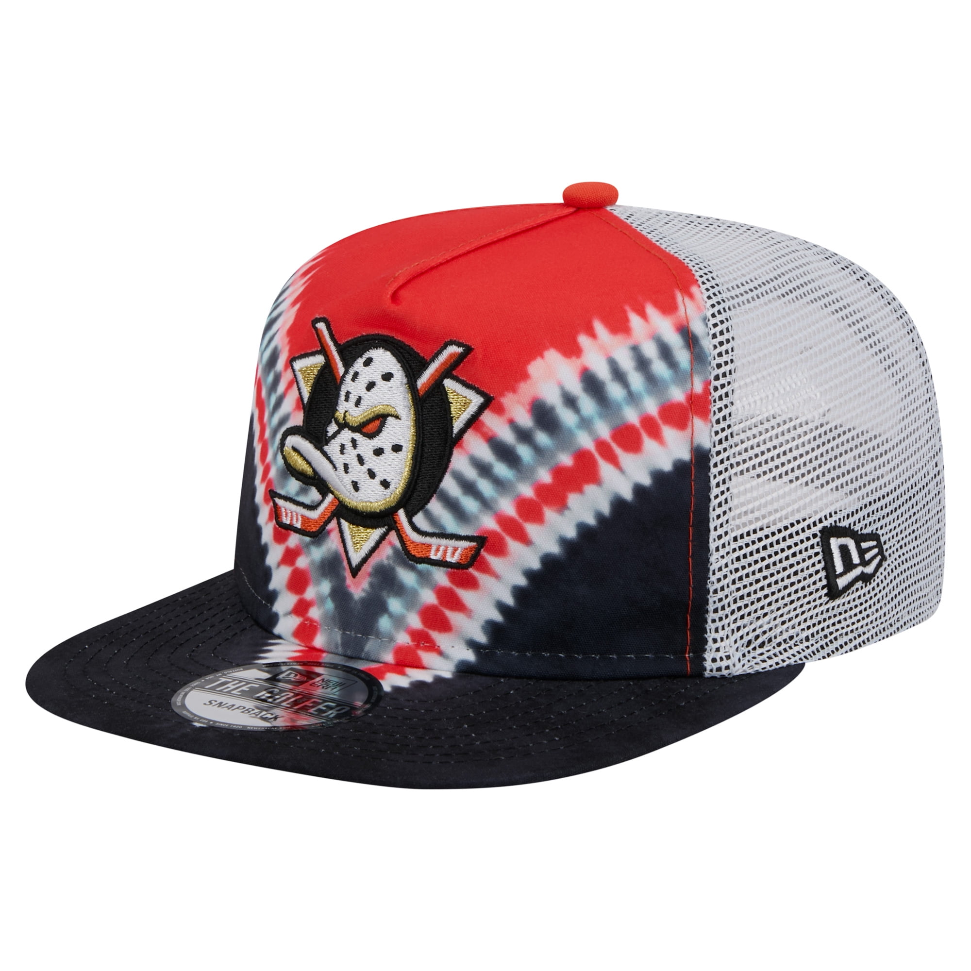 Men's-New Era Black/Orange Anaheim Ducks Throwback V-Dye Adjustable ...