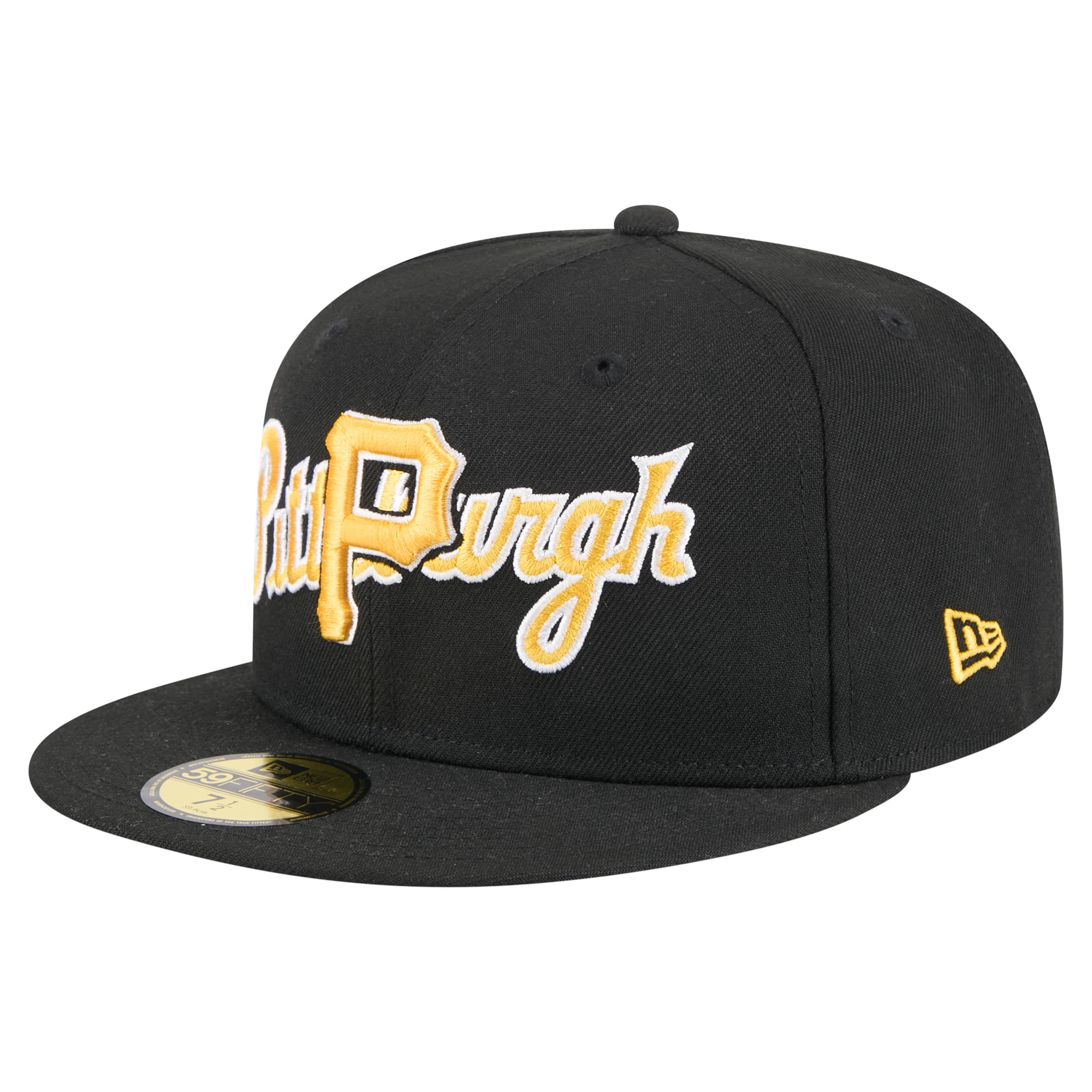 Men's New Era Black Pittsburgh Pirates Overlap 59FIFTY Fitted Hat ...