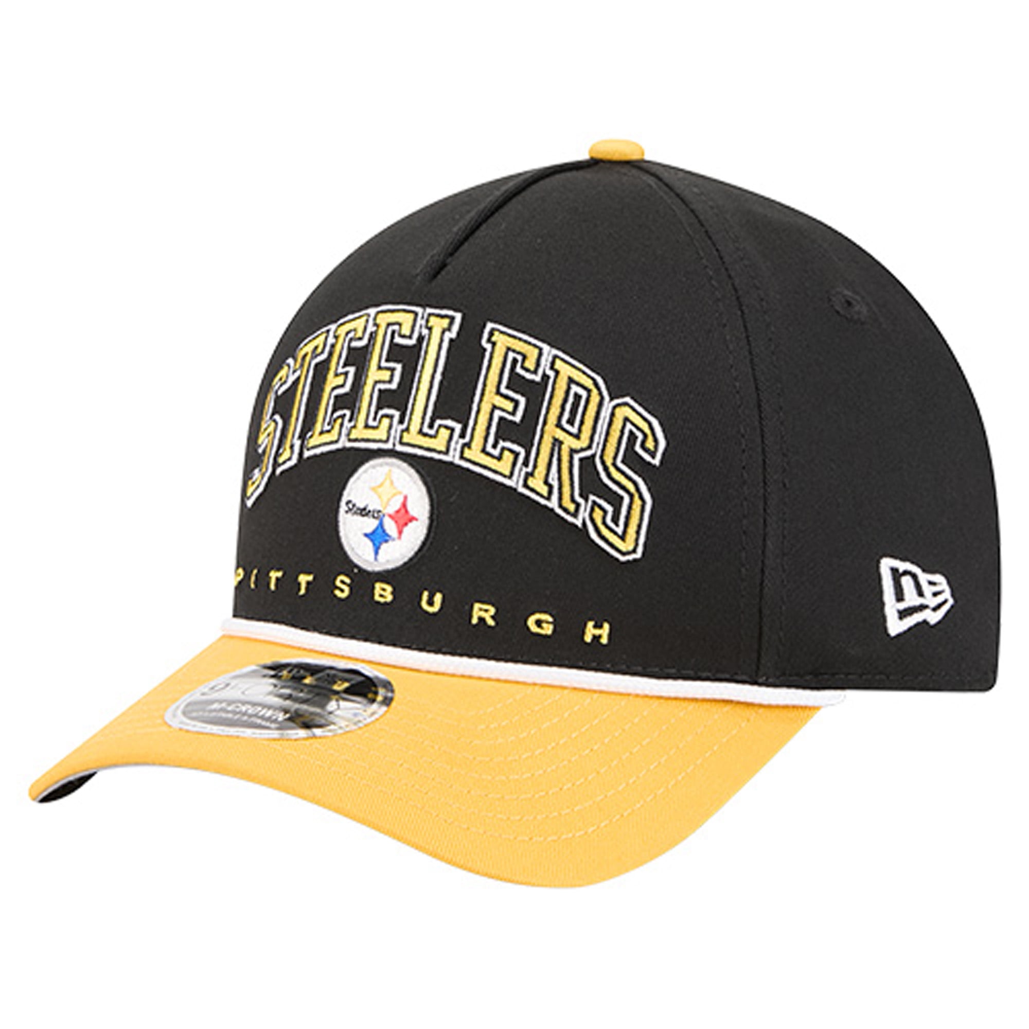 Men's New Era Black Pittsburgh Steelers Arch COOLERA 9FORTY A-Frame M ...