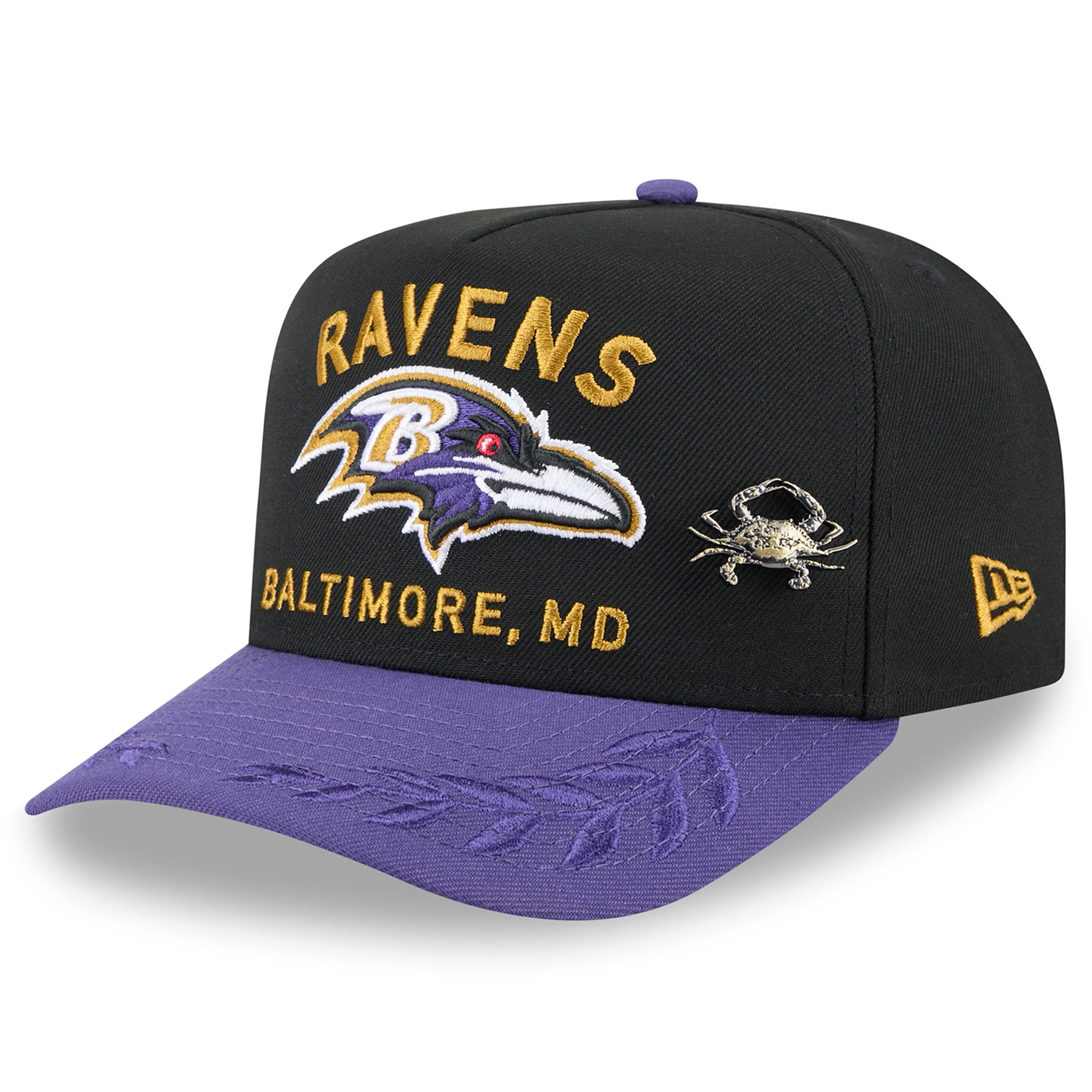 Men's New Era Black/Purple Baltimore Ravens 2025 NFL Draft On Stage A-Frame 59FIFTY Fitted Hat ...