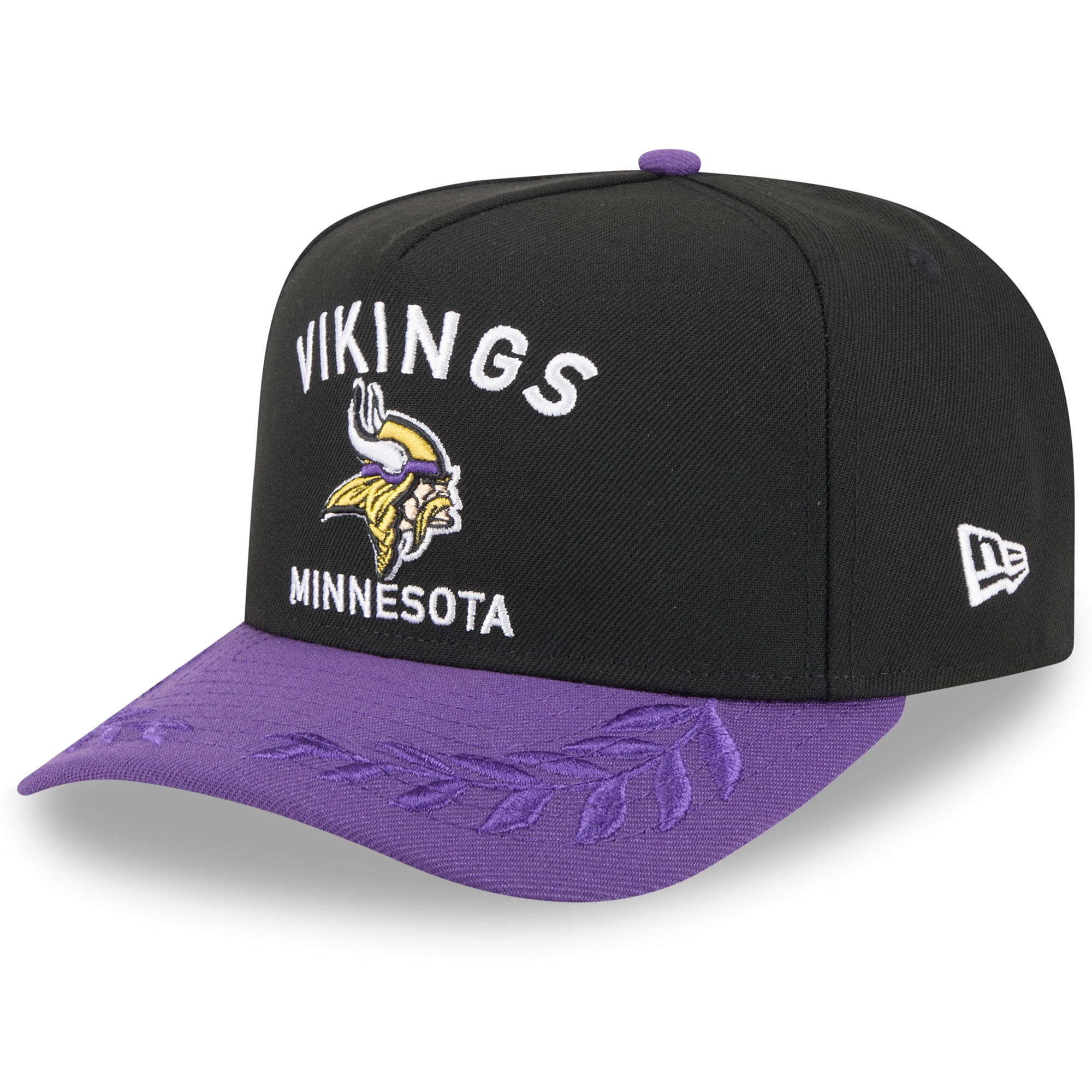 Men's New Era Black/Purple Minnesota Vikings 2025 NFL Draft A-Frame 9FIFTY Snapback Hat ...