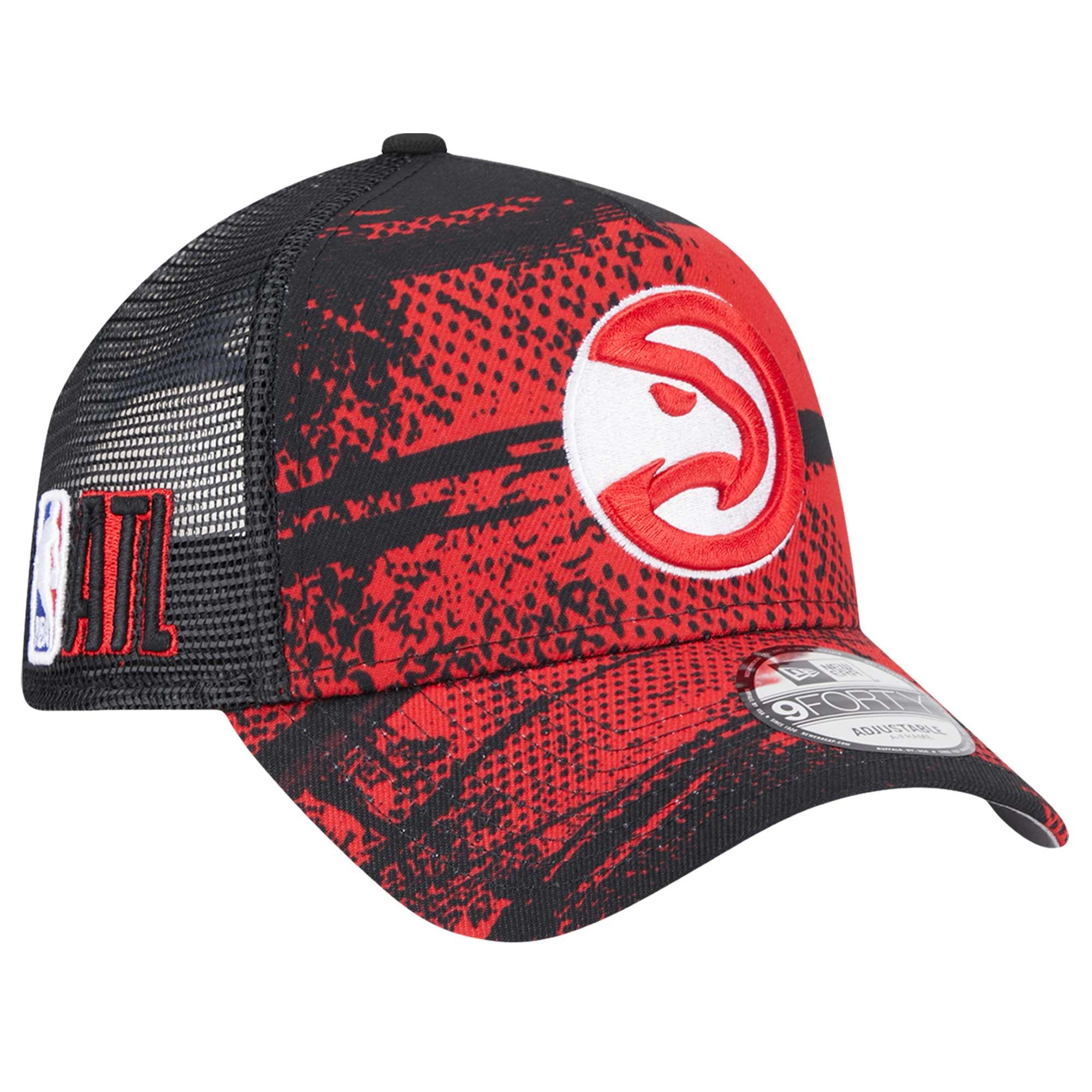 Men's New Era Black/Red Atlanta Hawks Tip Off A-Frame Trucker 9FORTY ...