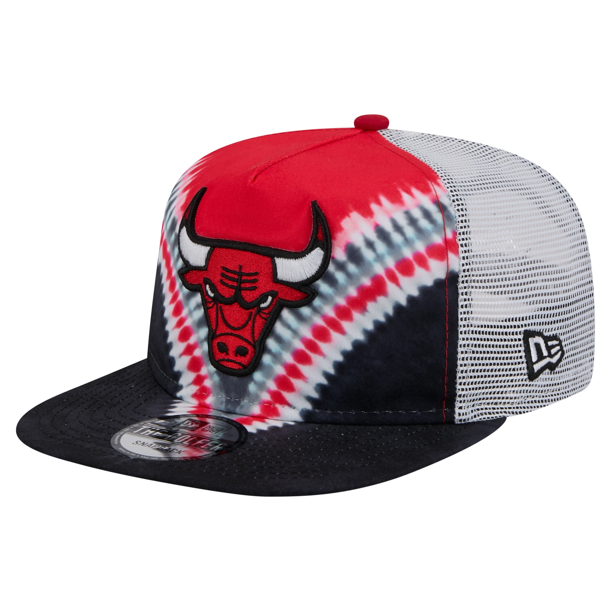 Men's New Era Black/Red Chicago Bulls Throwback Dye Golfer Snapback Hat ...
