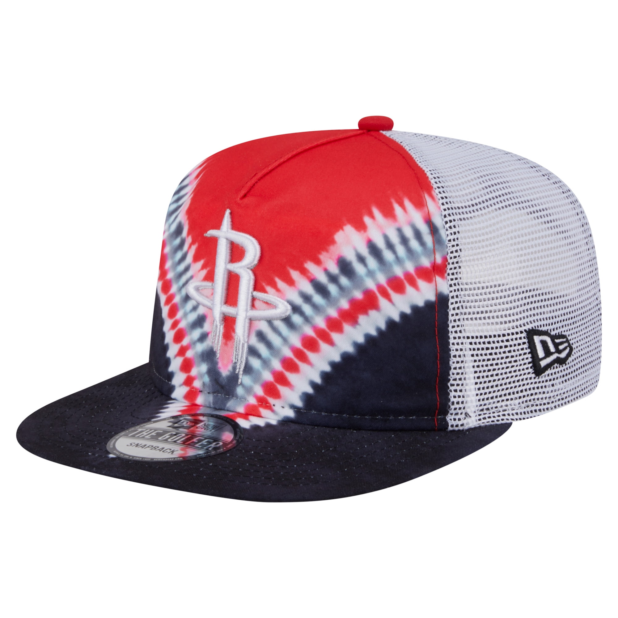 Men's New Era Black/Red Houston Rockets Throwback Dye Golfer Snapback ...