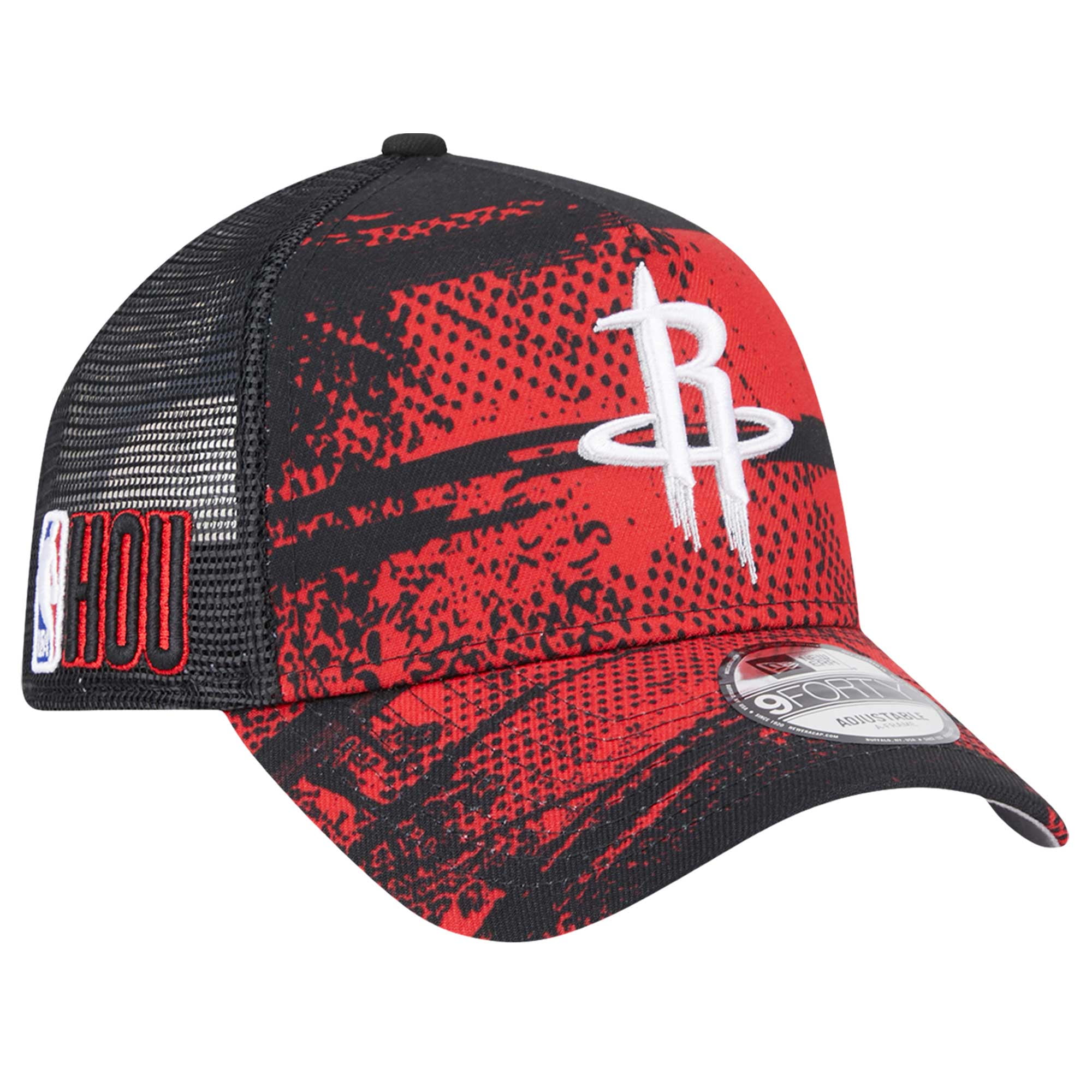 Men's New Era Black/Red Houston Rockets Tip Off A-Frame Trucker 9FORTY ...