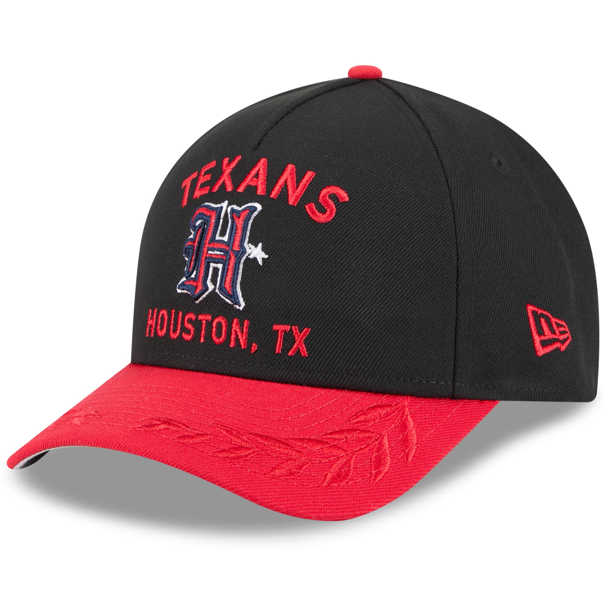 Men's New Era Black/Red Houston Texans 2025 NFL Draft 9FORTY A-Frame M-Crown Adjustable Hat ...
