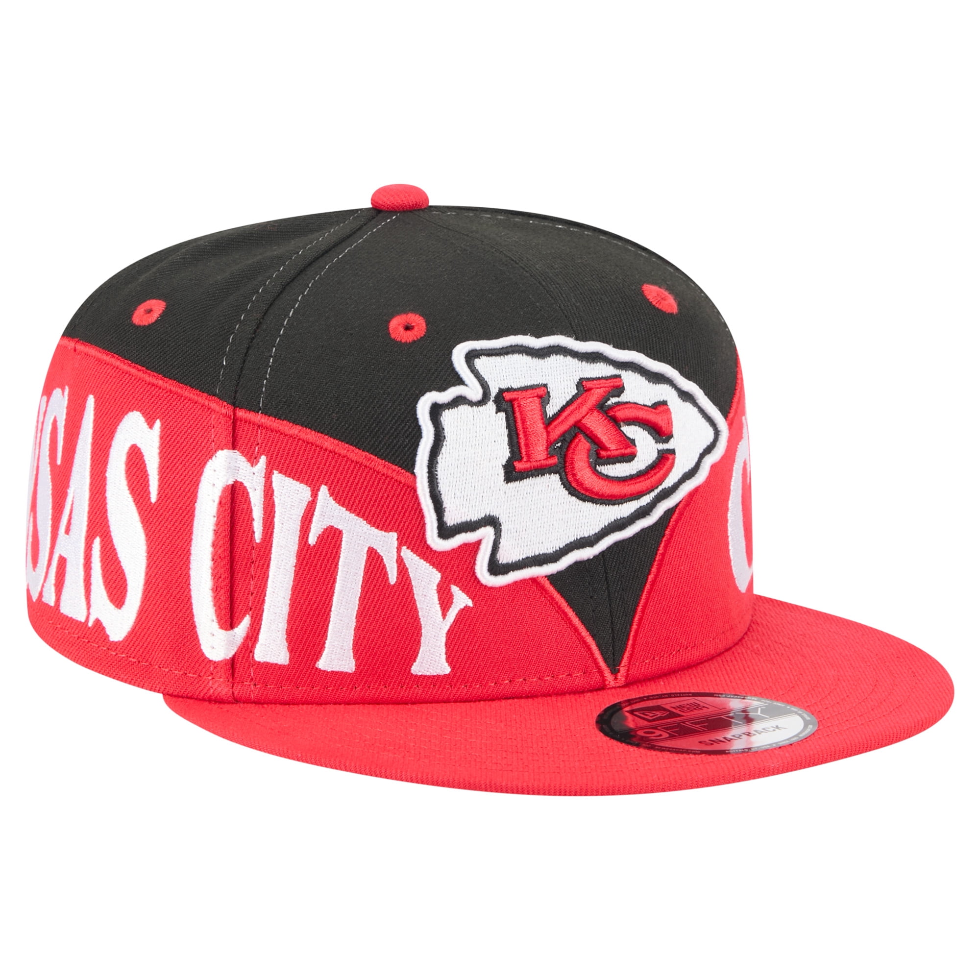 Men's New Era Black/Red Kansas City Chiefs Split 9FIFTY Snapback Hat ...