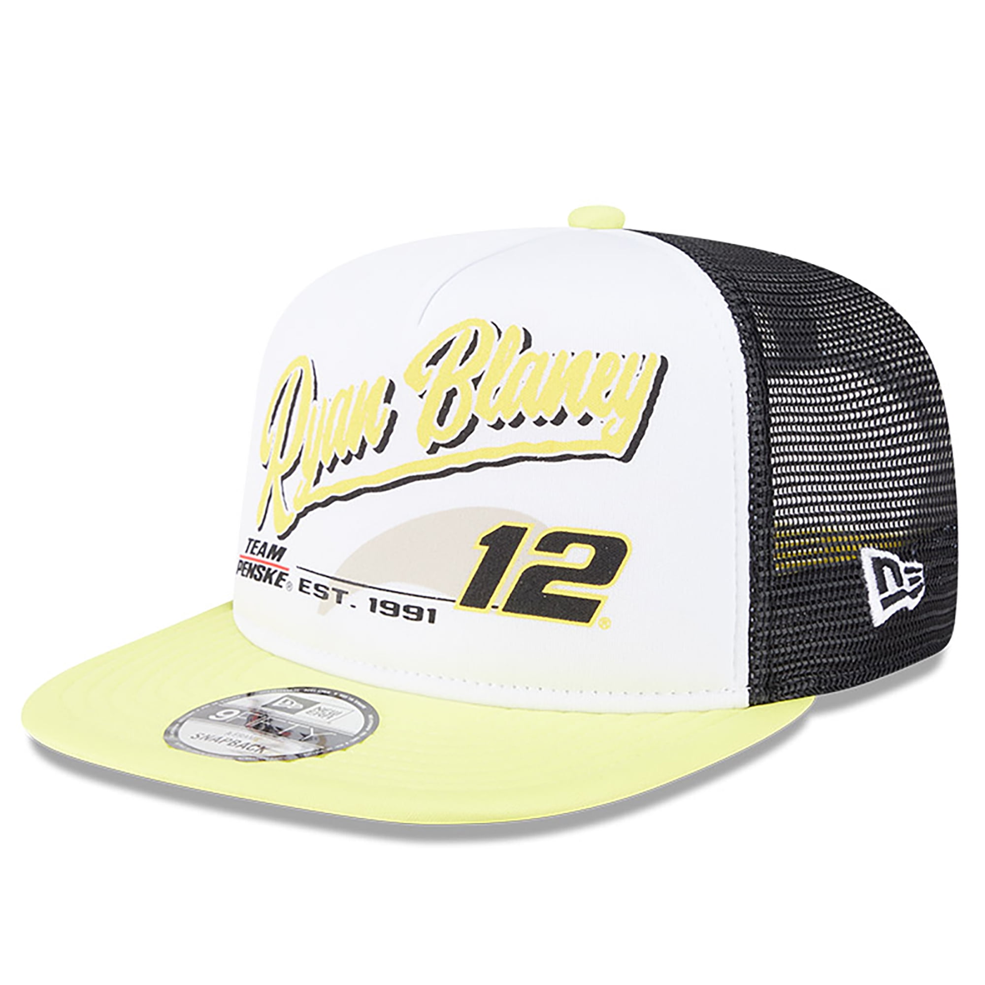 Men's New Era Black Ryan Blaney 9FIFTY A-Frame Retro Script Snapback ...
