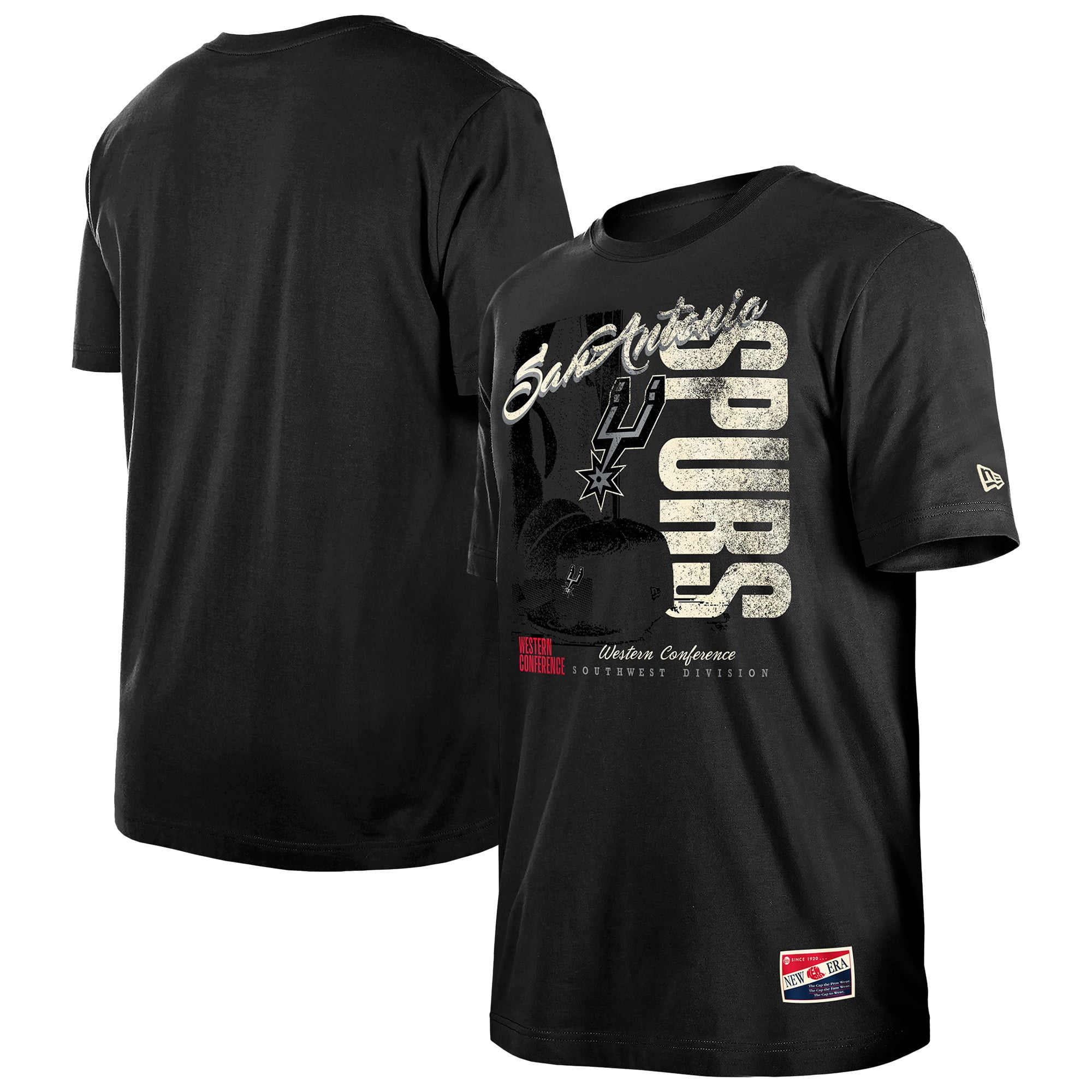 Men's-New Era Black San Antonio Spurs Distressed Throwback Vintage ...