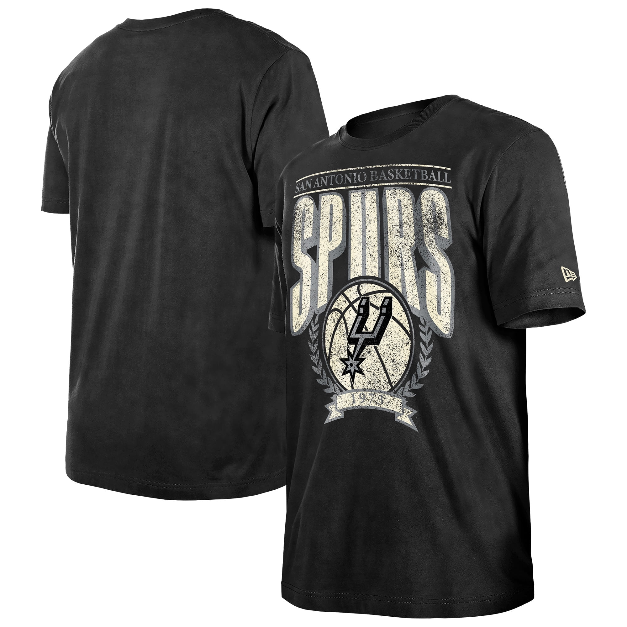 Men's New Era Black San Antonio Spurs Throwback Vintage Boxy Mineral ...