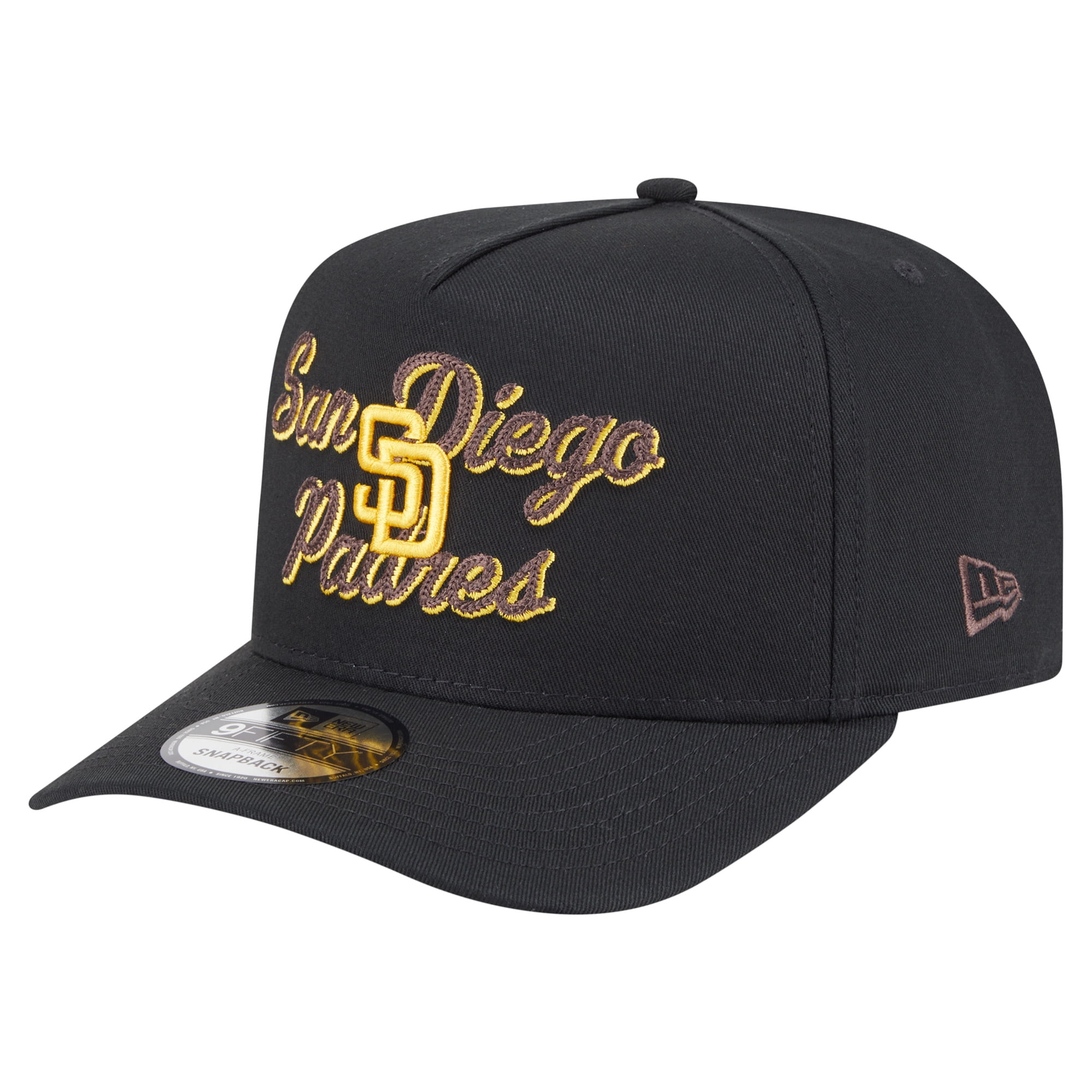 Men's New Era Black San Diego Padres Chainstitch 9FIFTY A-Frame ...