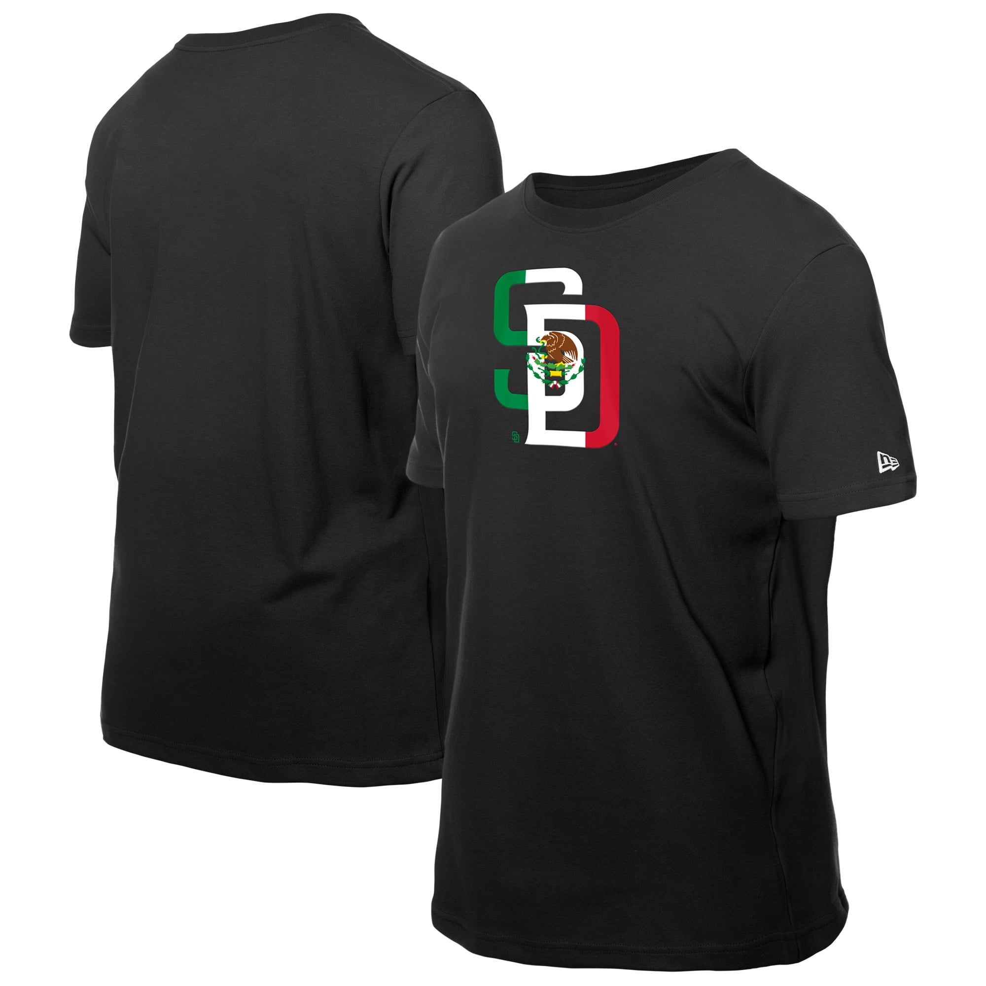 Men's New Era Black San Diego Padres Mexican Flag Logo T-Shirt ...