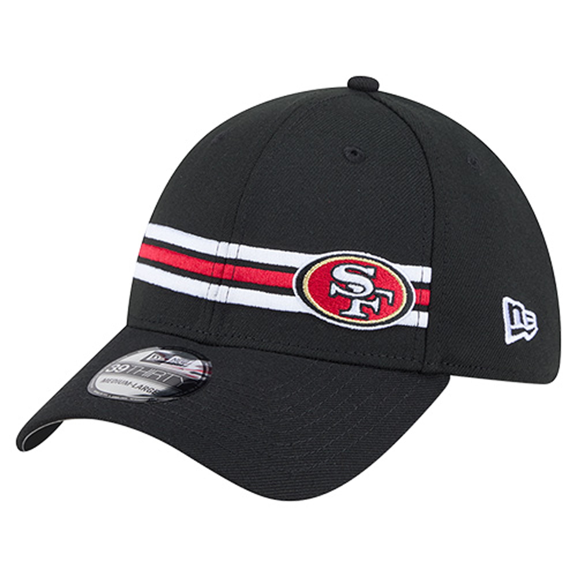 Men's New Era Black San Francisco 49ers Stripes 39THIRTY Flex Hat ...