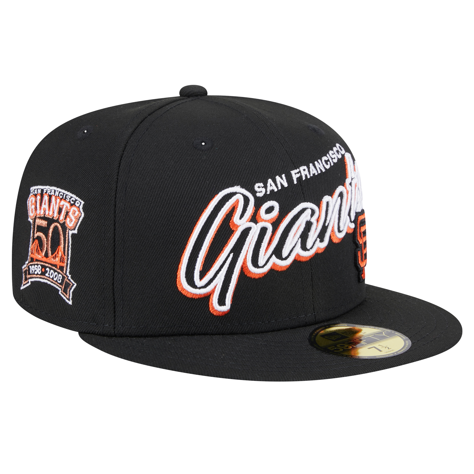Men's New Era Black San Francisco Giants Script Sided 59FIFTY Fitted ...