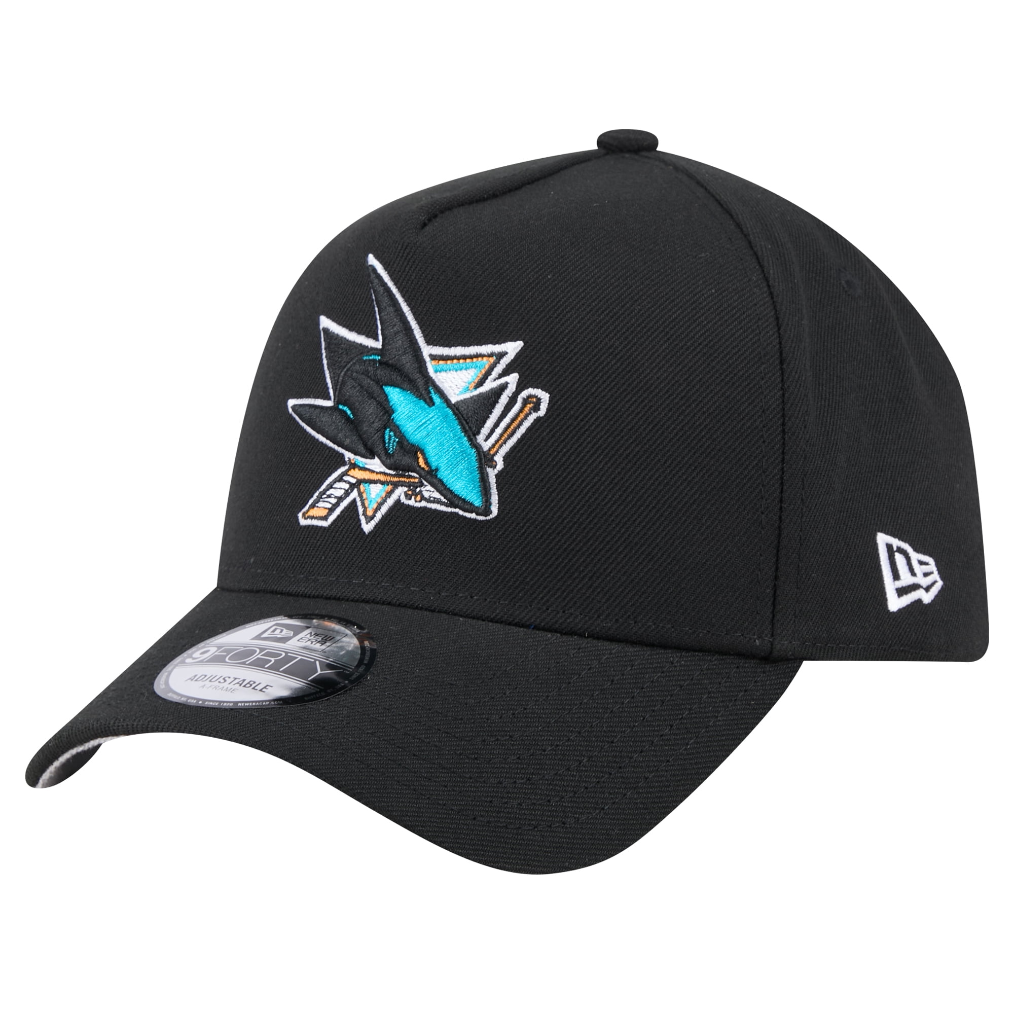 Men's New Era Black San Jose Sharks Core A-Frame 9FORTY Adjustable Hat ...