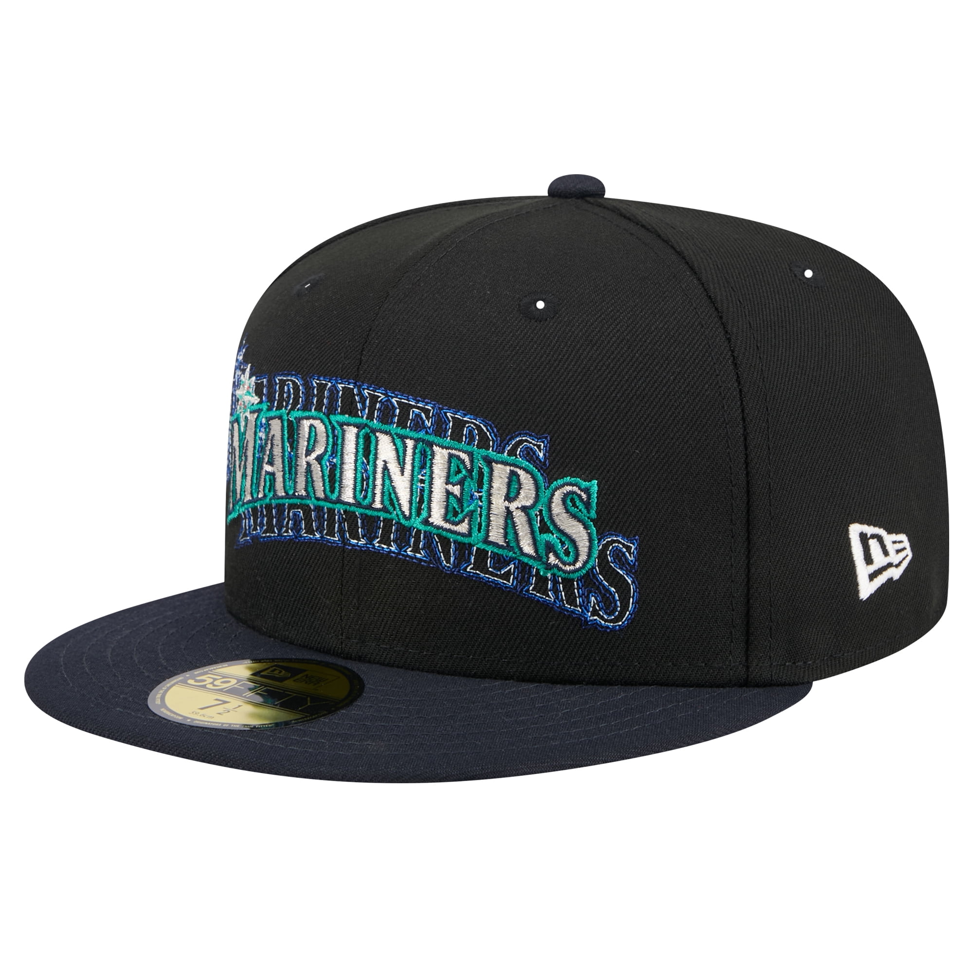 Men's New Era Black Seattle Mariners Shadow Stitch 59FIFTY Fitted Hat ...