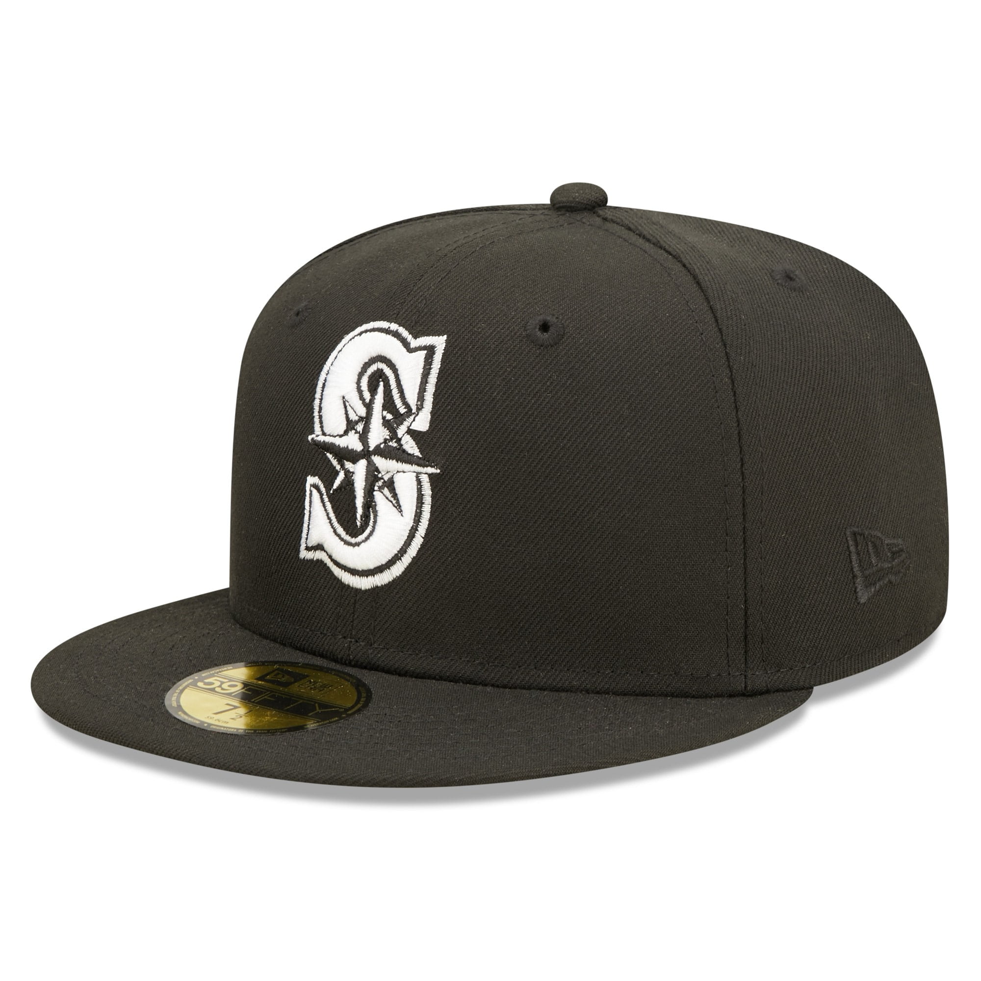 Men's New Era Black Seattle Mariners Team Logo 59FIFTY Fitted Hat ...