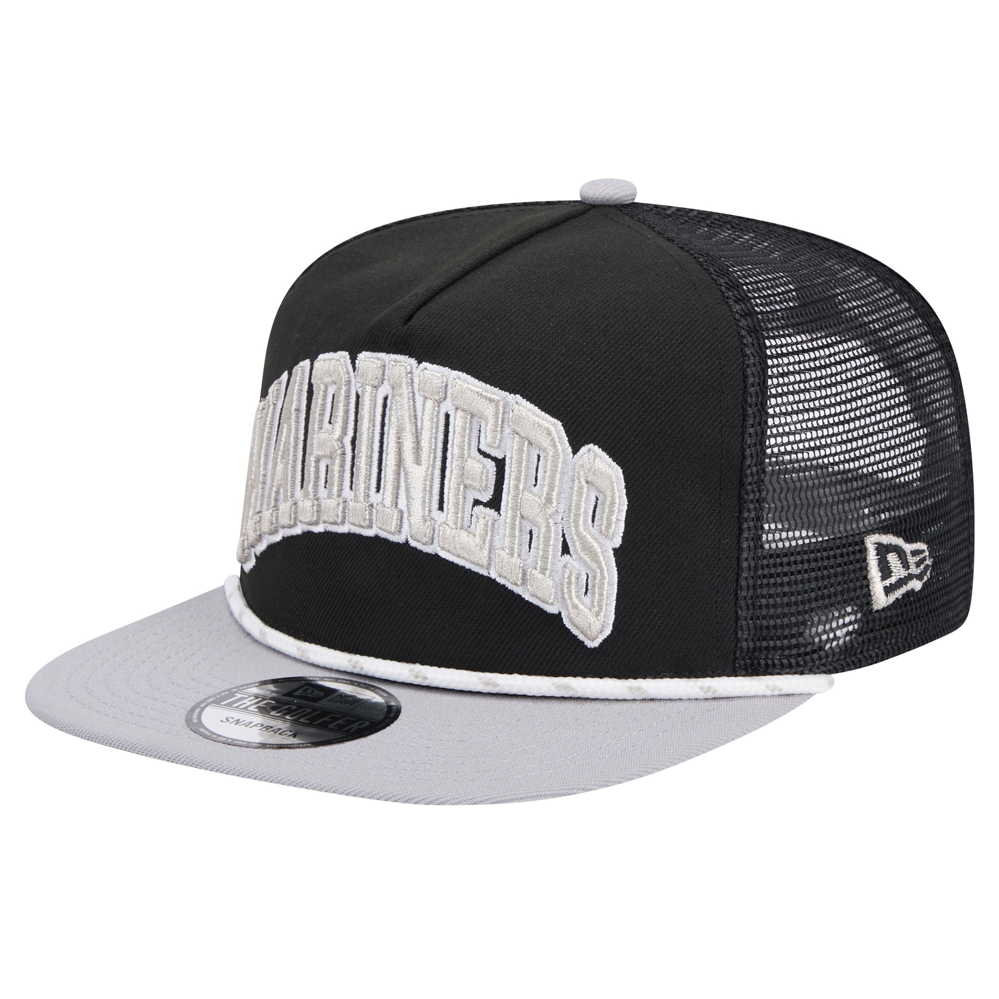 Men's New Era Black Seattle Mariners Throwback Meshback Golfer Hat ...