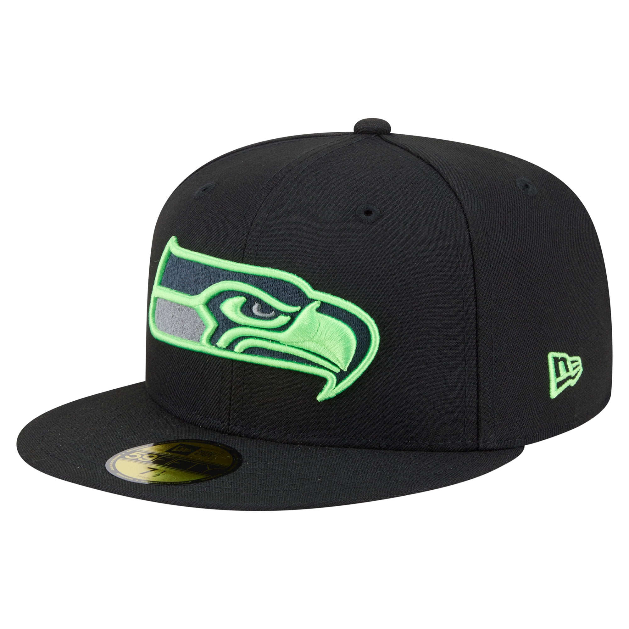 Men's New Era Black Seattle Seahawks Color Pop 59FIFTY Fitted Hat ...