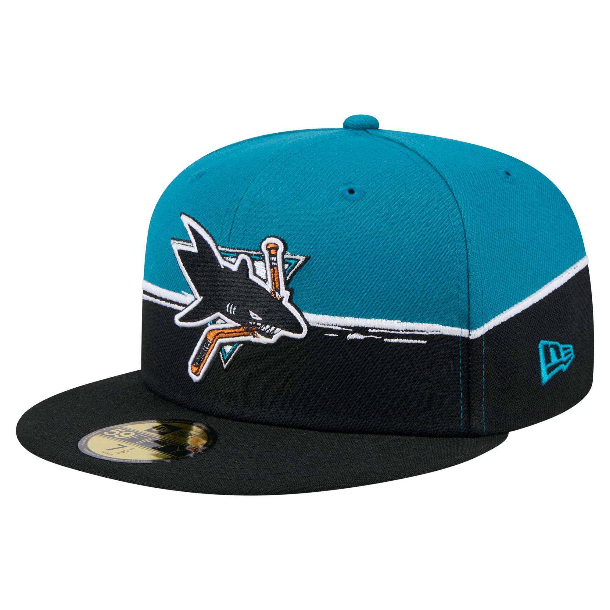Men's New Era Black/Teal San Jose Sharks Vintage Color Dip 59FIFTY ...