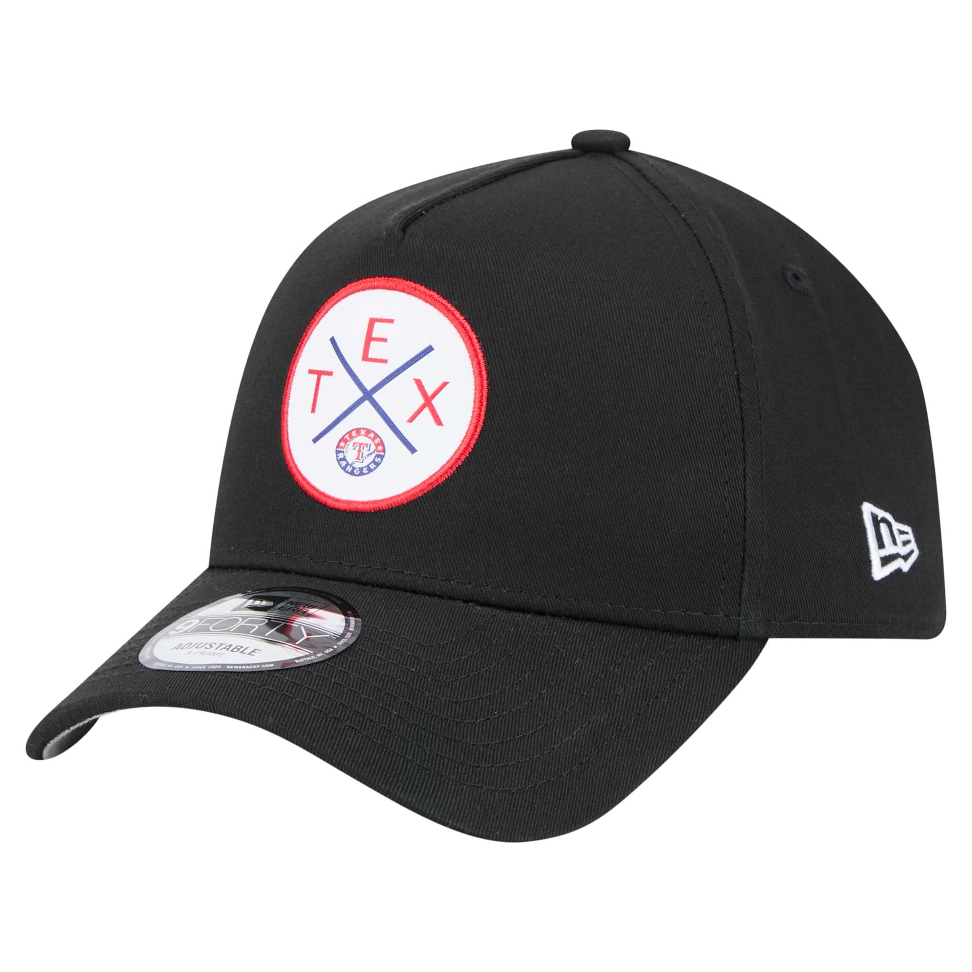 Men's New Era Black Texas Rangers 9FORTY A-Frame Adjustable Hat ...