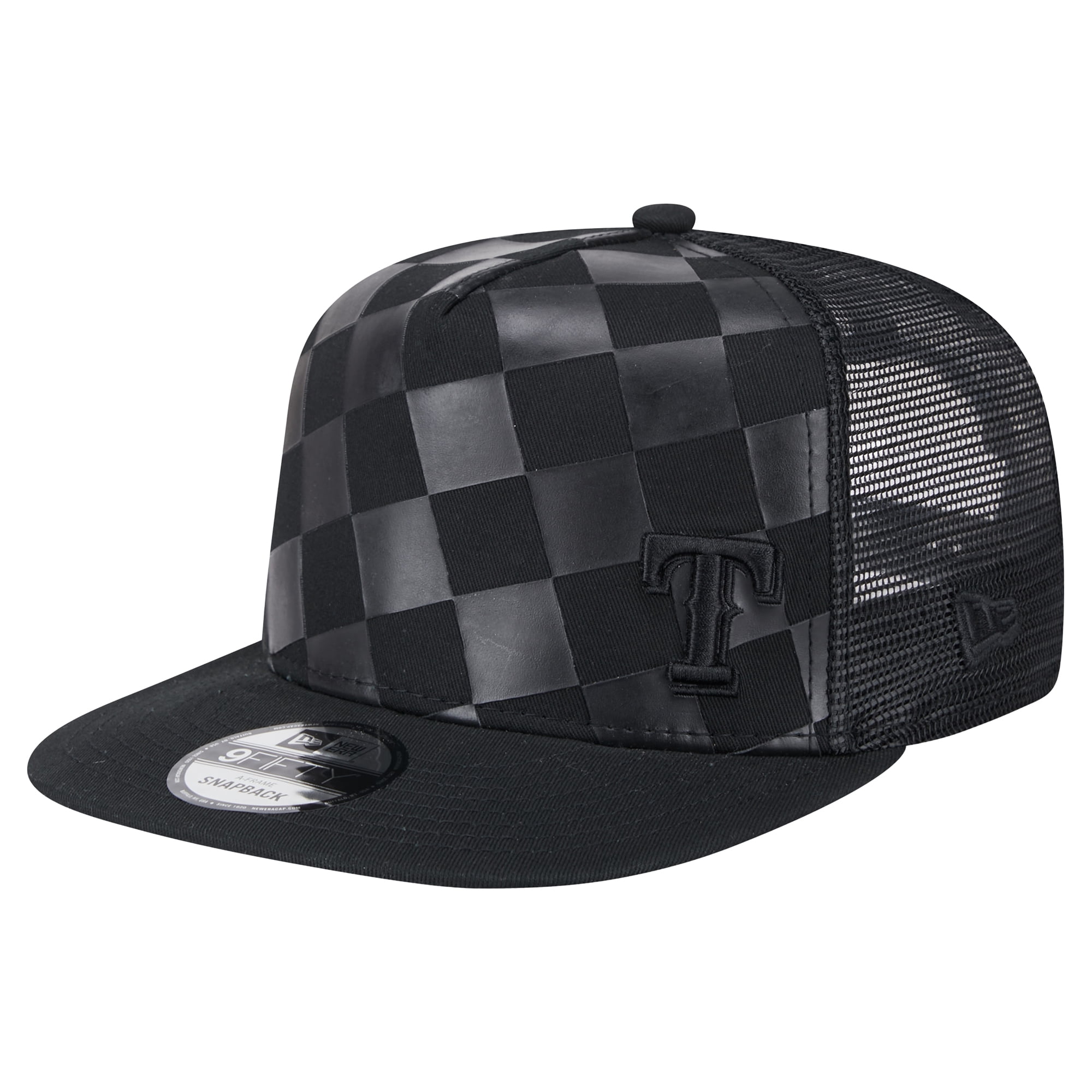 Men's New Era Black Texas Rangers Score Check A-Frame Trucker 9FIFTY ...