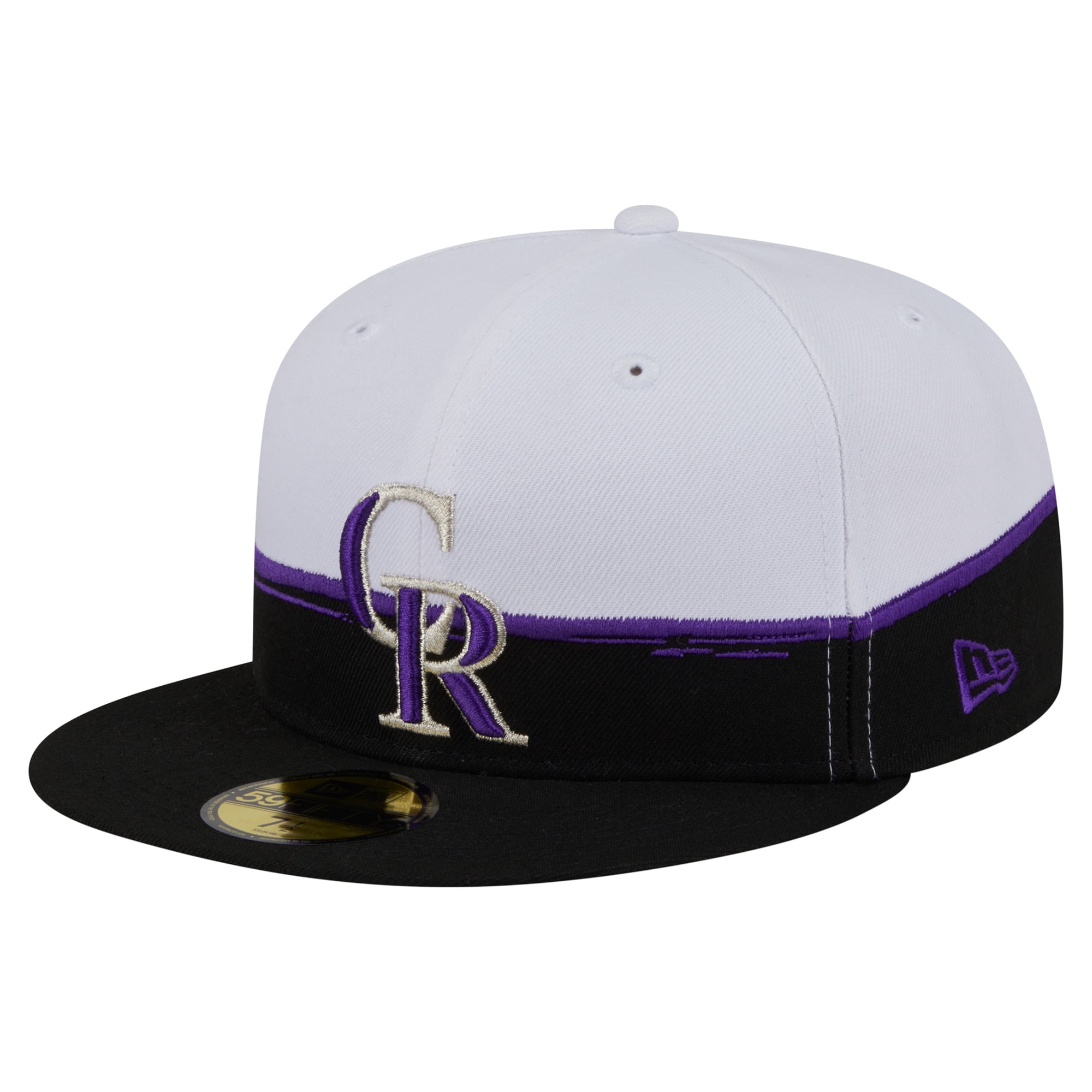 Men's New Era Black/White Colorado Rockies Paint Stroke 59FIFTY-Fitted ...